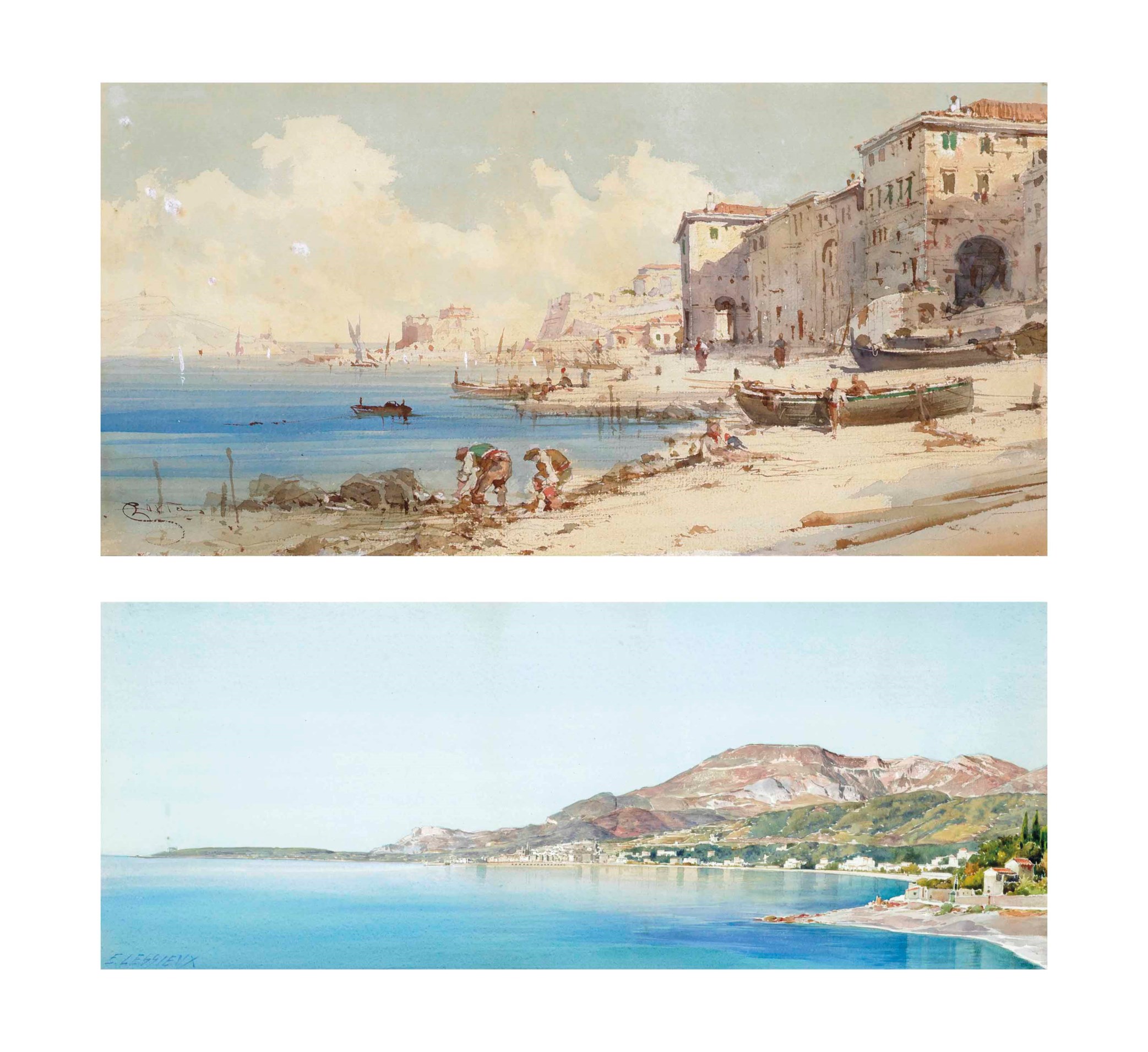 Emmanuel Costa (French, 1833-1921), Fisherfolk on the shore ...