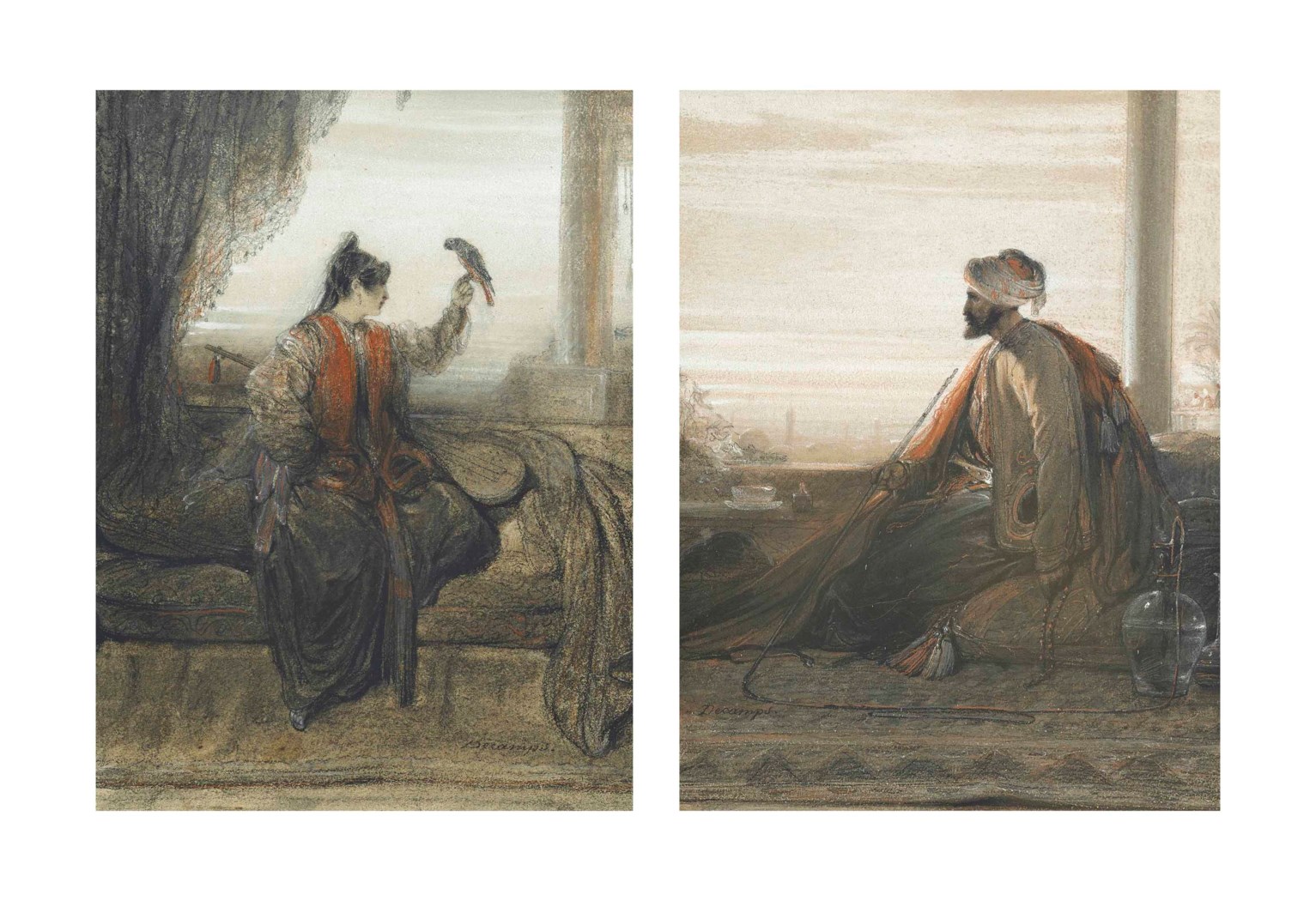 Alexandre Gabriel Decamps (French, 1803-1860), An Ottoman smoking a ...