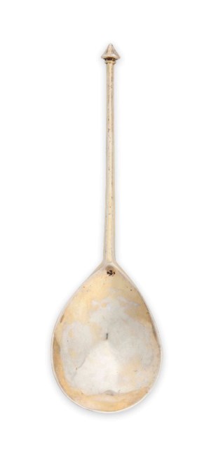 AN UNASCRIBED PROVINCIAL SILVER-GILT DIAMOND-POINT SPOON, MARK OF A ...