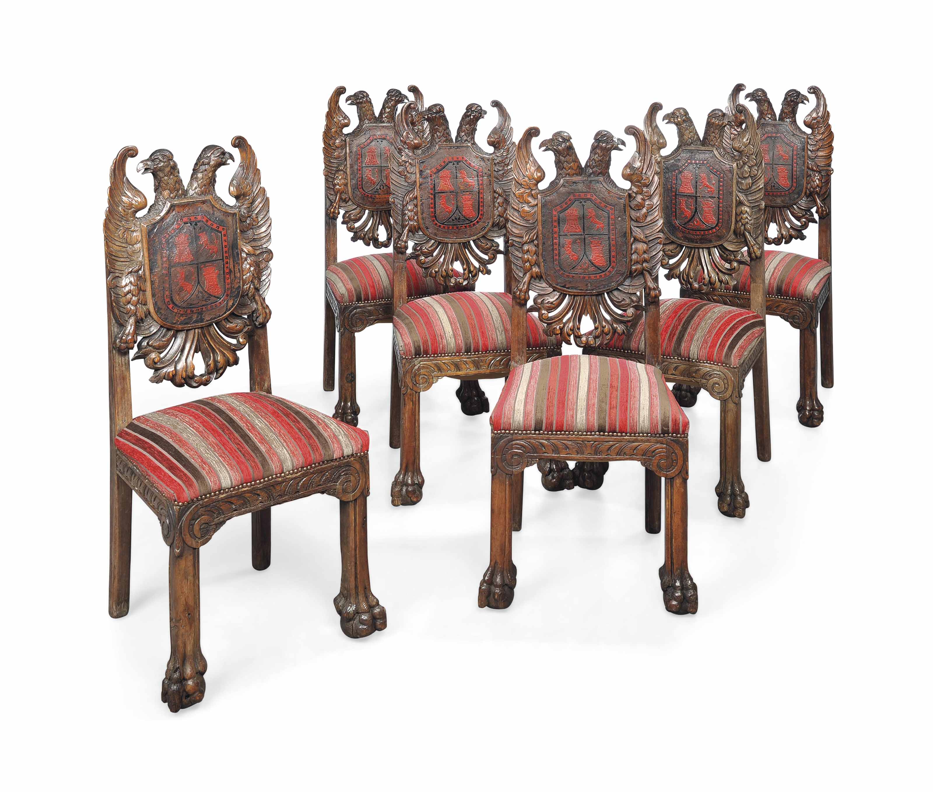 A SET OF SIX CENTRAL EUROPEAN CHAIRS , LATE 19TH CENTURY, PROBABLY ...