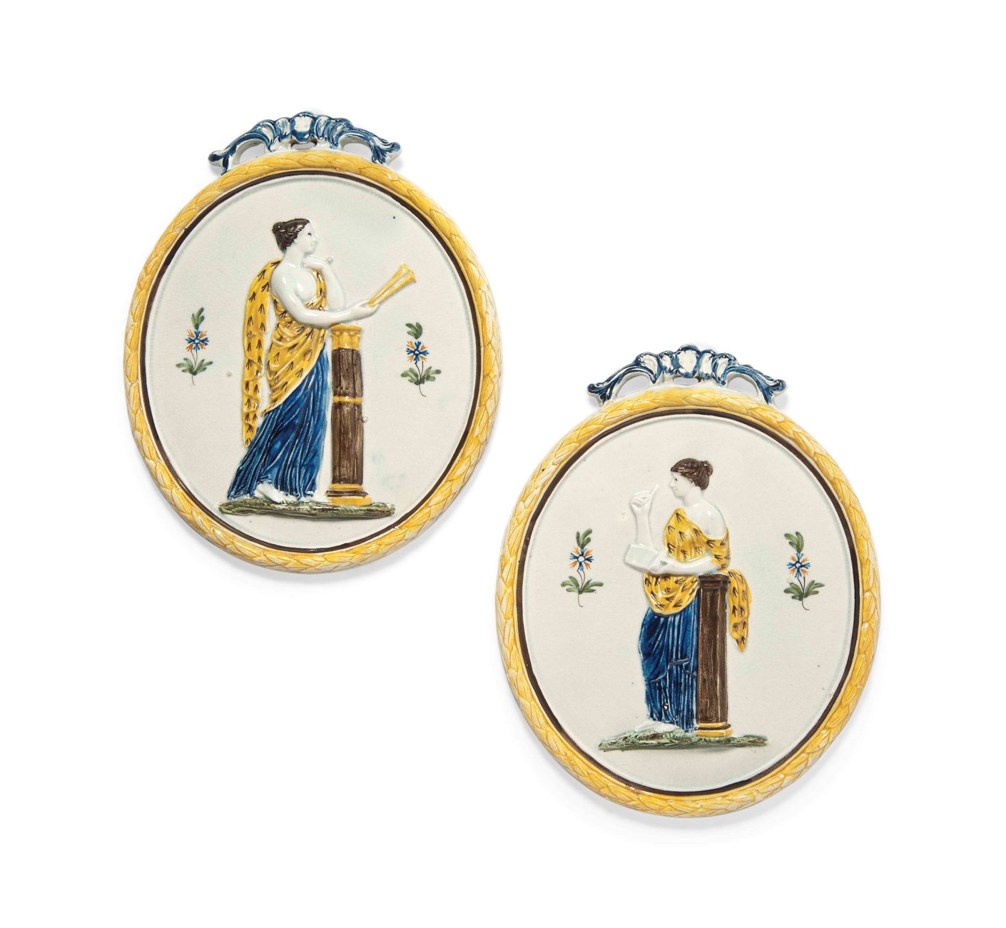 A PAIR OF ENGLISH PRATT WARE OVAL PLAQUES, CIRCA 1810-20 | Christie's