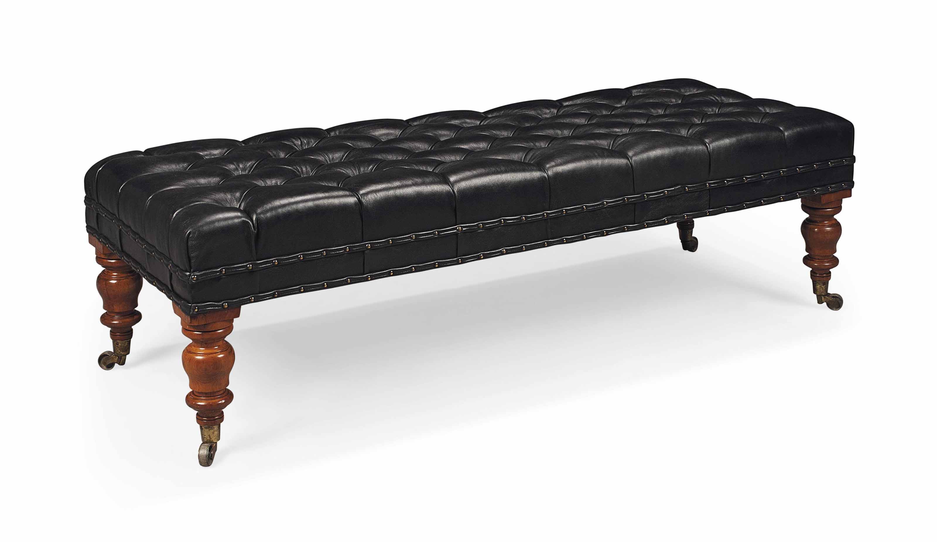 A VICTORIAN WALNUT LONG STOOL