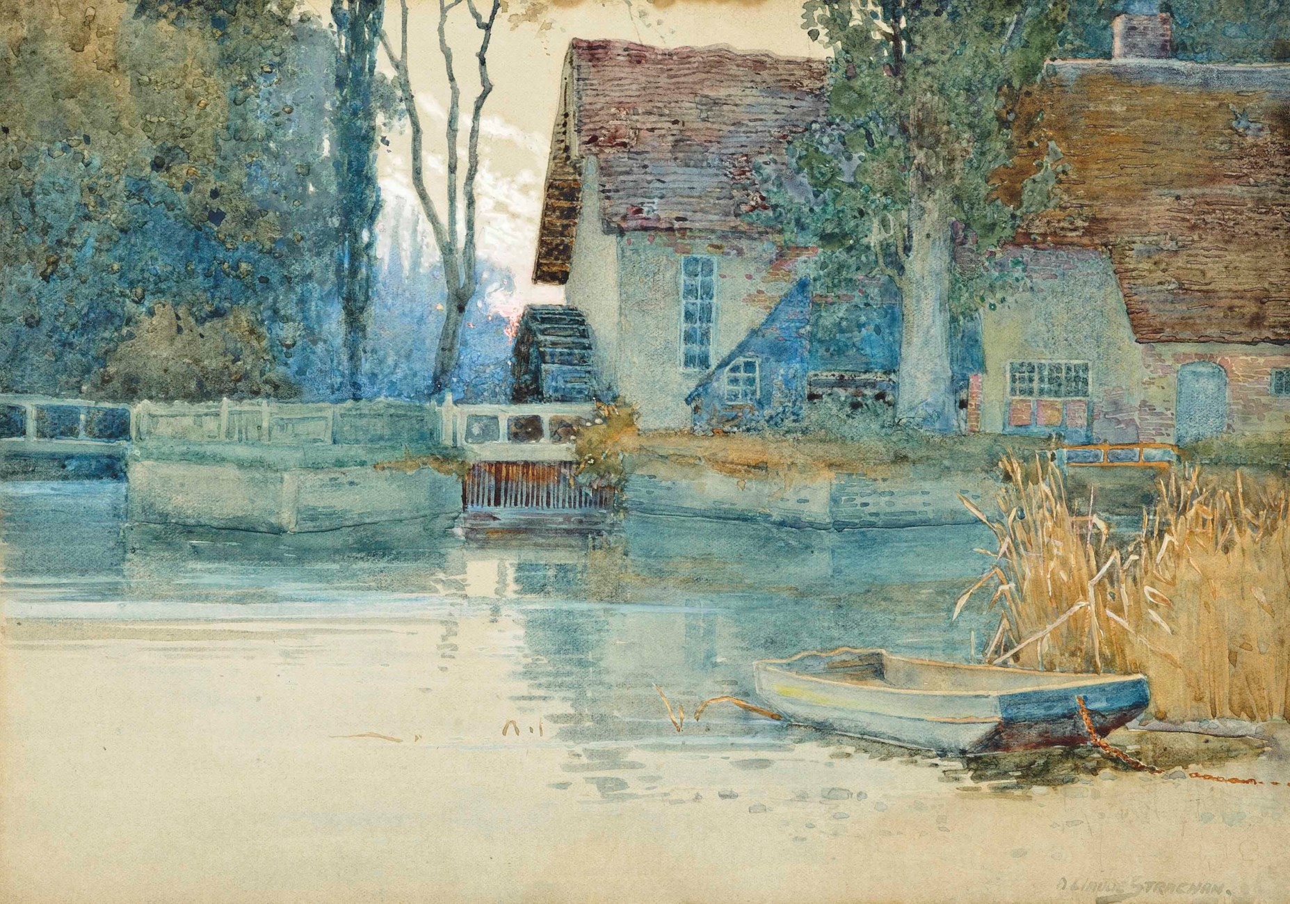 Arthur Claude Strachan (1865-1938), The mill house at Guys Cliffe on ...