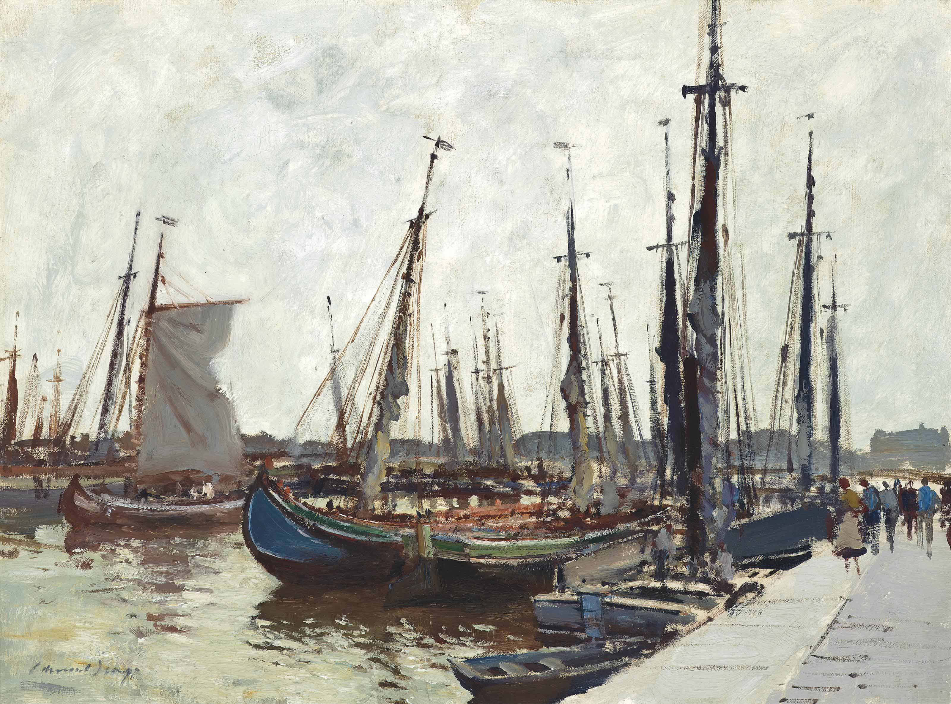 Edward Seago, R.W.S., R.B.A. (1910-1974) , In the harbour, Portugal ...