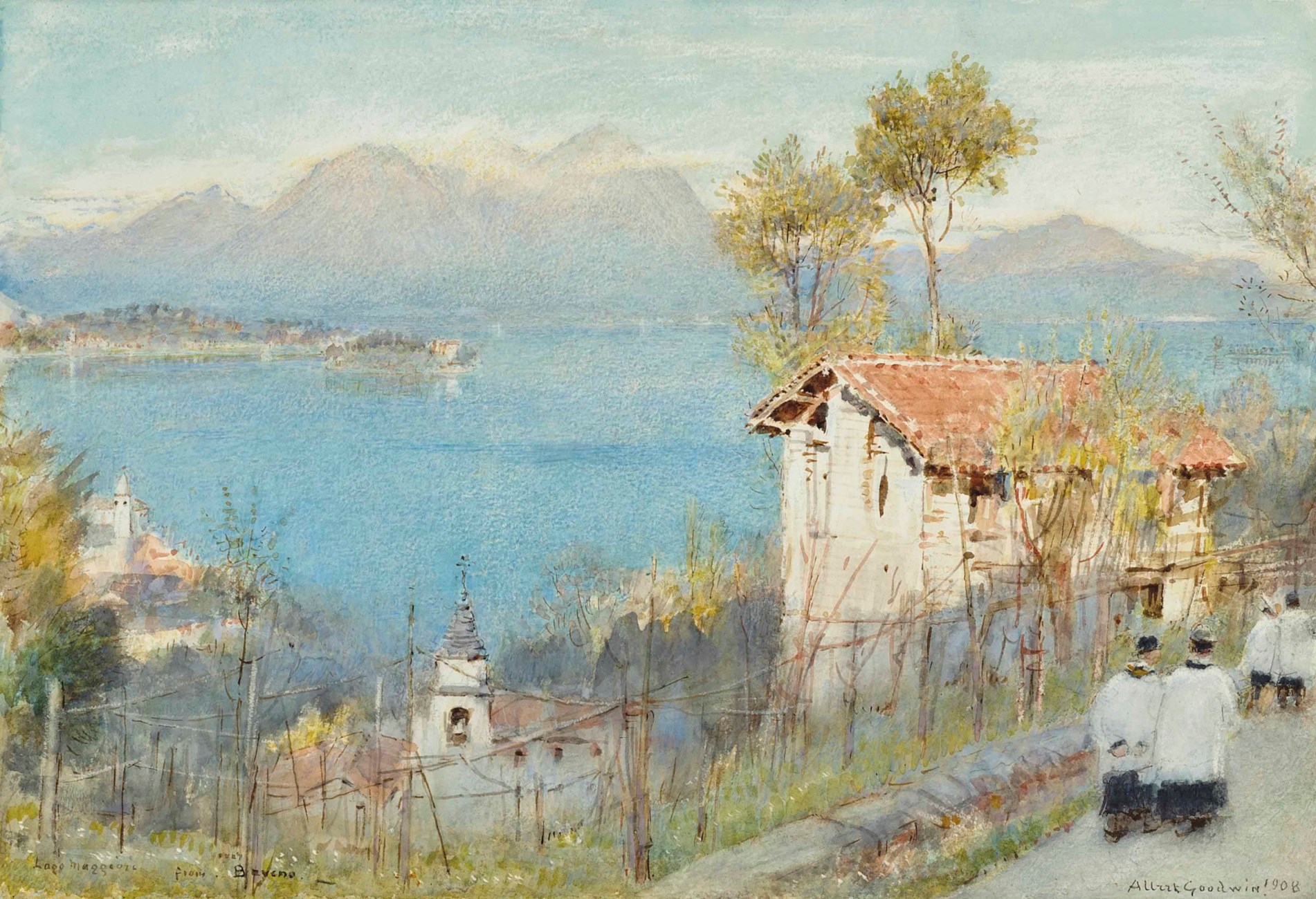 Albert Goodwin, R.W.S. (1845-1932), Lago Maggiore from Baveno, Italy ...