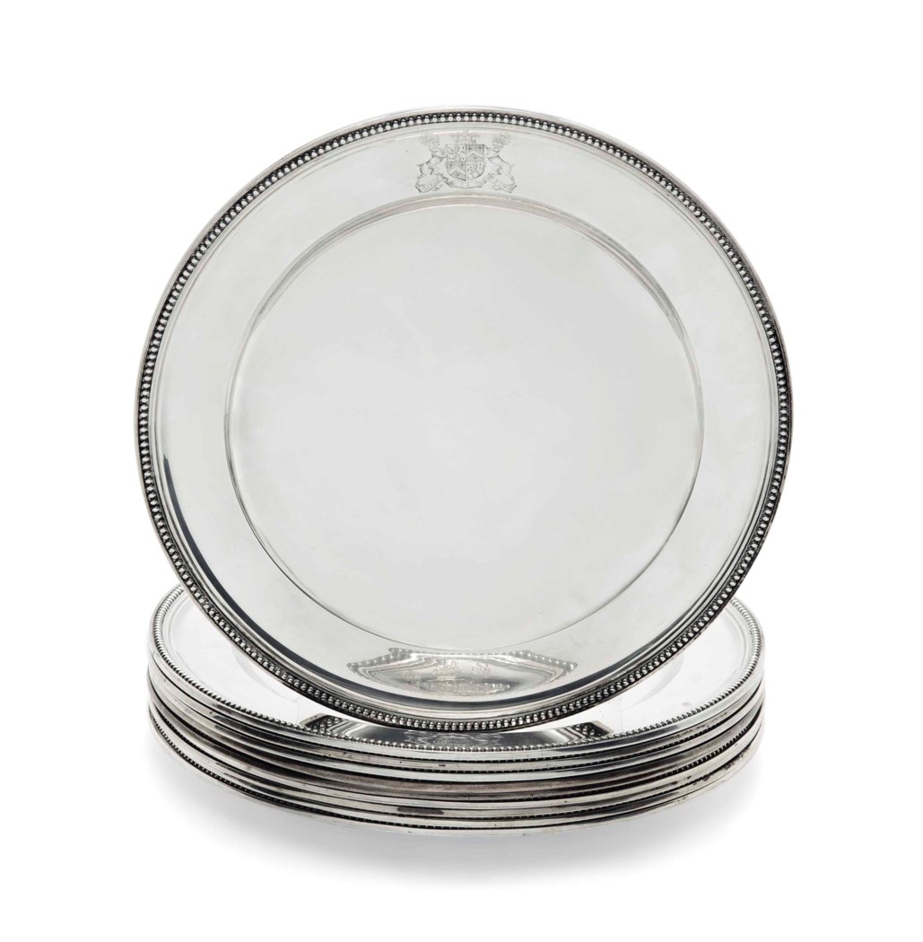 A SET OF TEN VICTORIAN SILVER DINNER PLATES