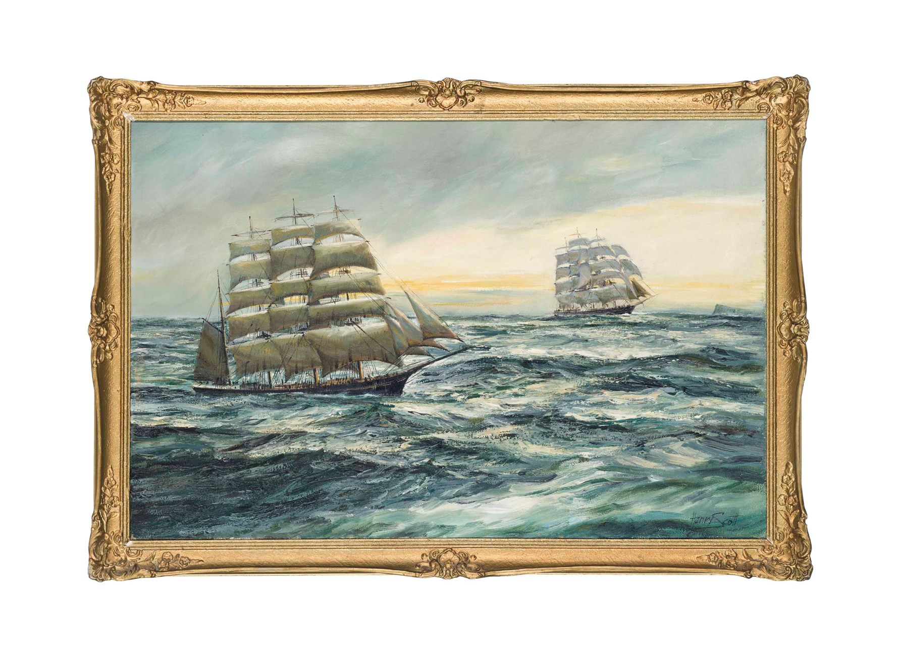 Henry Scott (1911-2005), Cutty Sark leading Shenandoah off the Horn ...