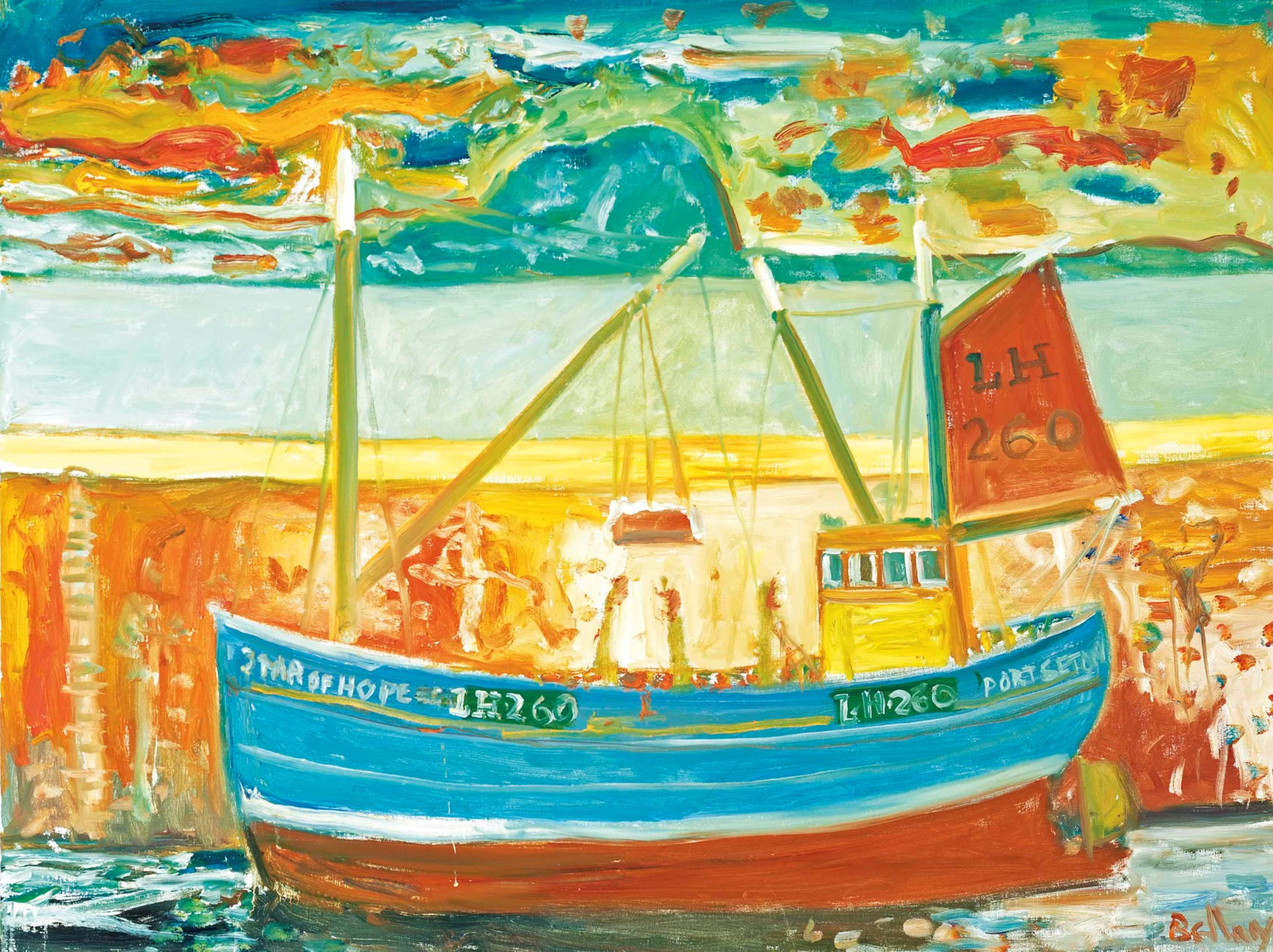 John Bellany, H.R.S.A., R.A. (1942-2013), Fishing boat, Leith | Christie's
