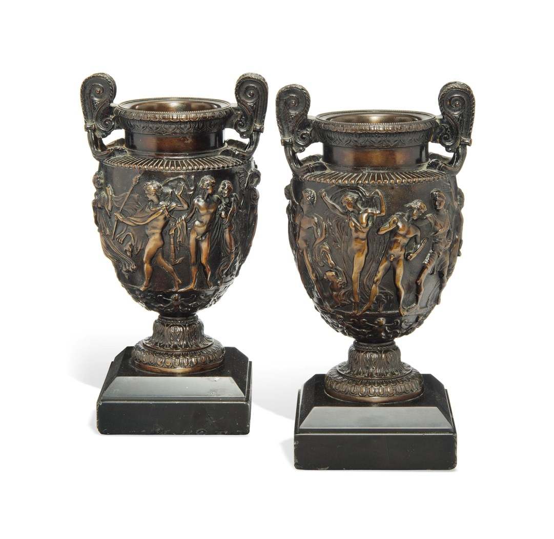 A PAIR OF BRONZE MODELS OF THE TOWNLEY VASE, LATE 19TH/ EARLY 20TH ...