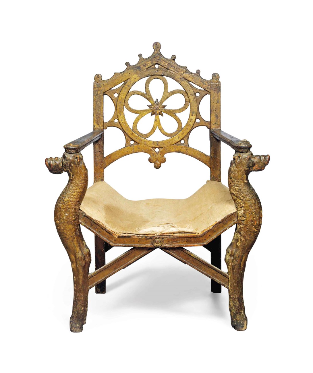 A NORTH EUROPEAN ANTIQUARIAN BRONZED 'THRONE OF DAGOBERT', LATE 18TH ...