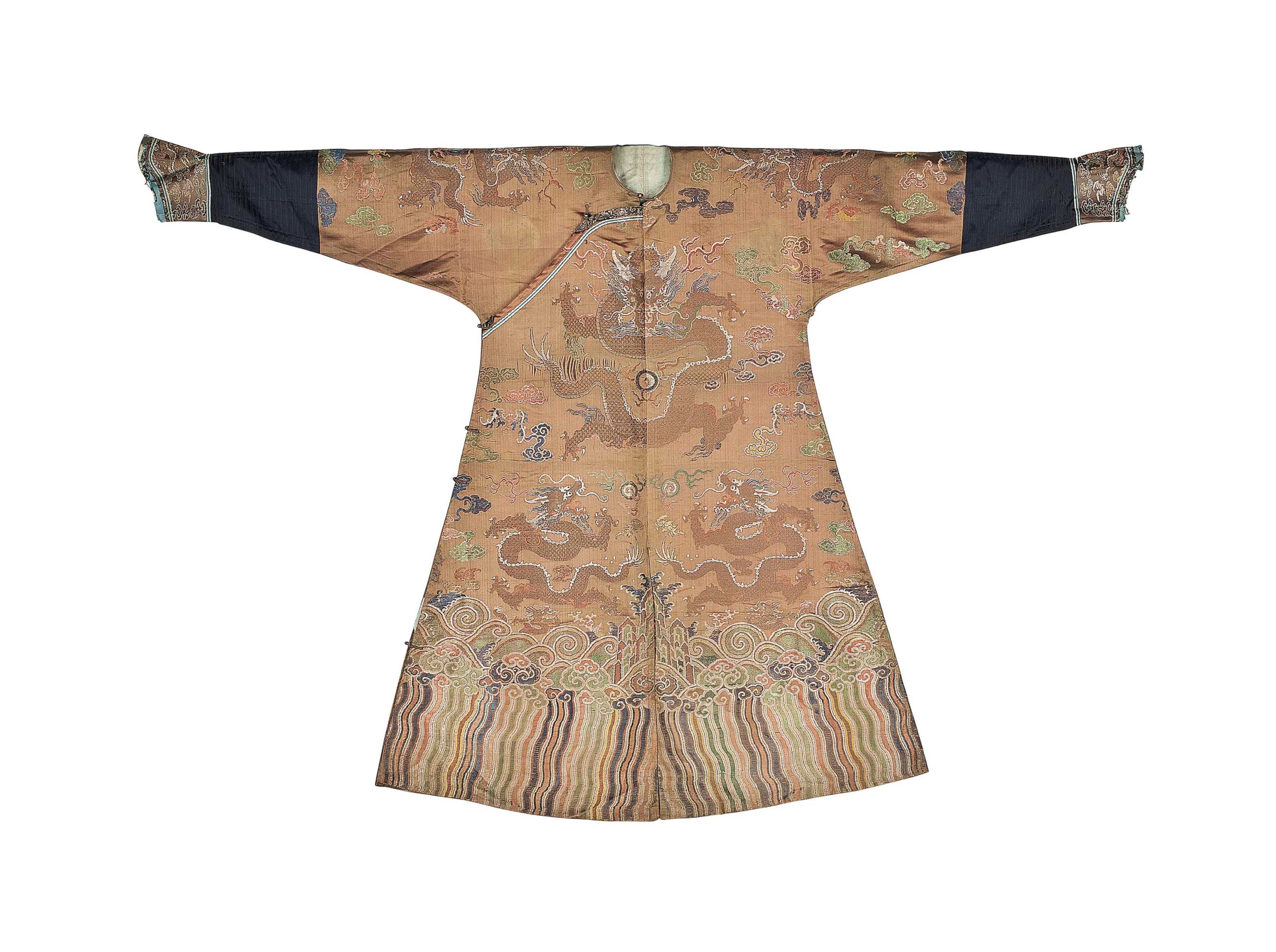 A BROWN-GROUND BROCADE COURT ROBE FOR AN IMPERIAL DUKE, JIFU, 19TH ...