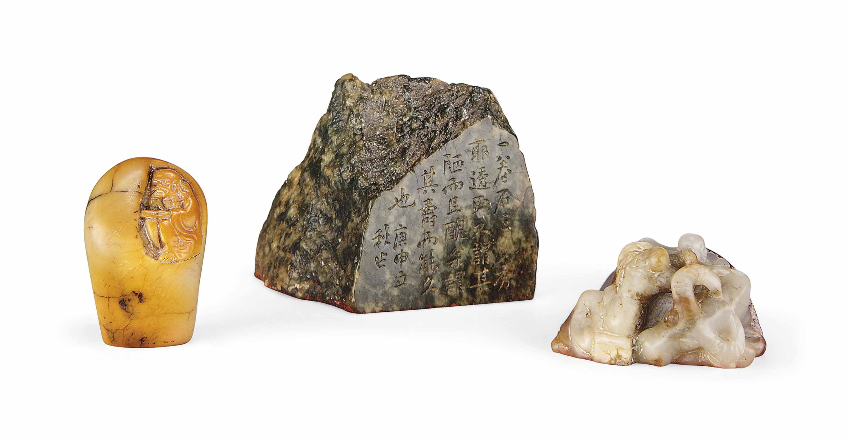 THREE CARVED STONE SEALS