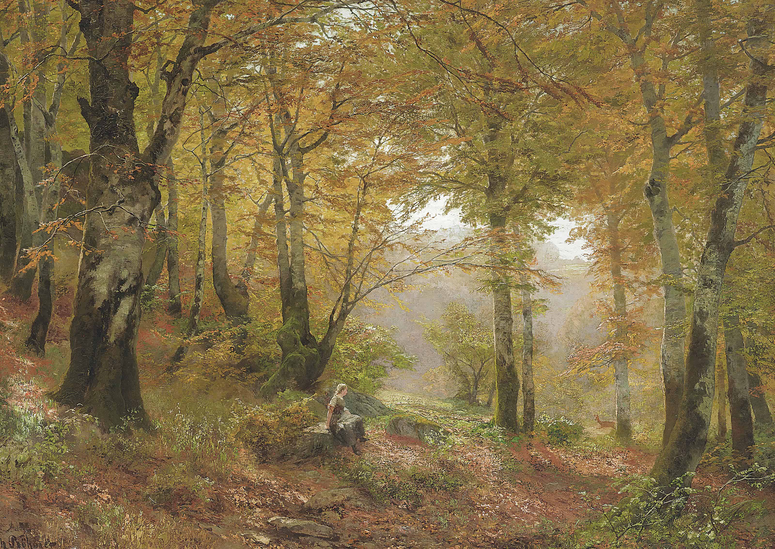 Heinrich Böhmer (GERMAN, 1852-1930) , A woodland glade | Christie's