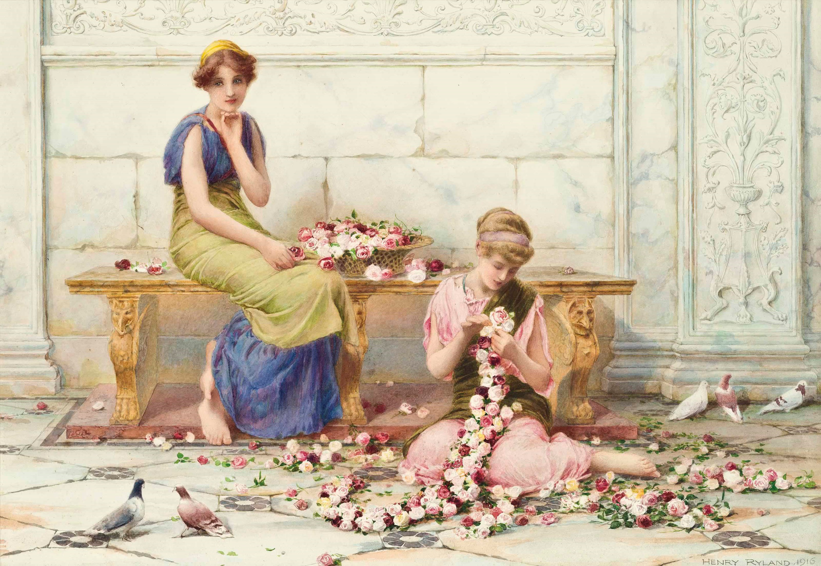Henry Ryland, R.I. (1856-1924), Rose garlands | Christie's