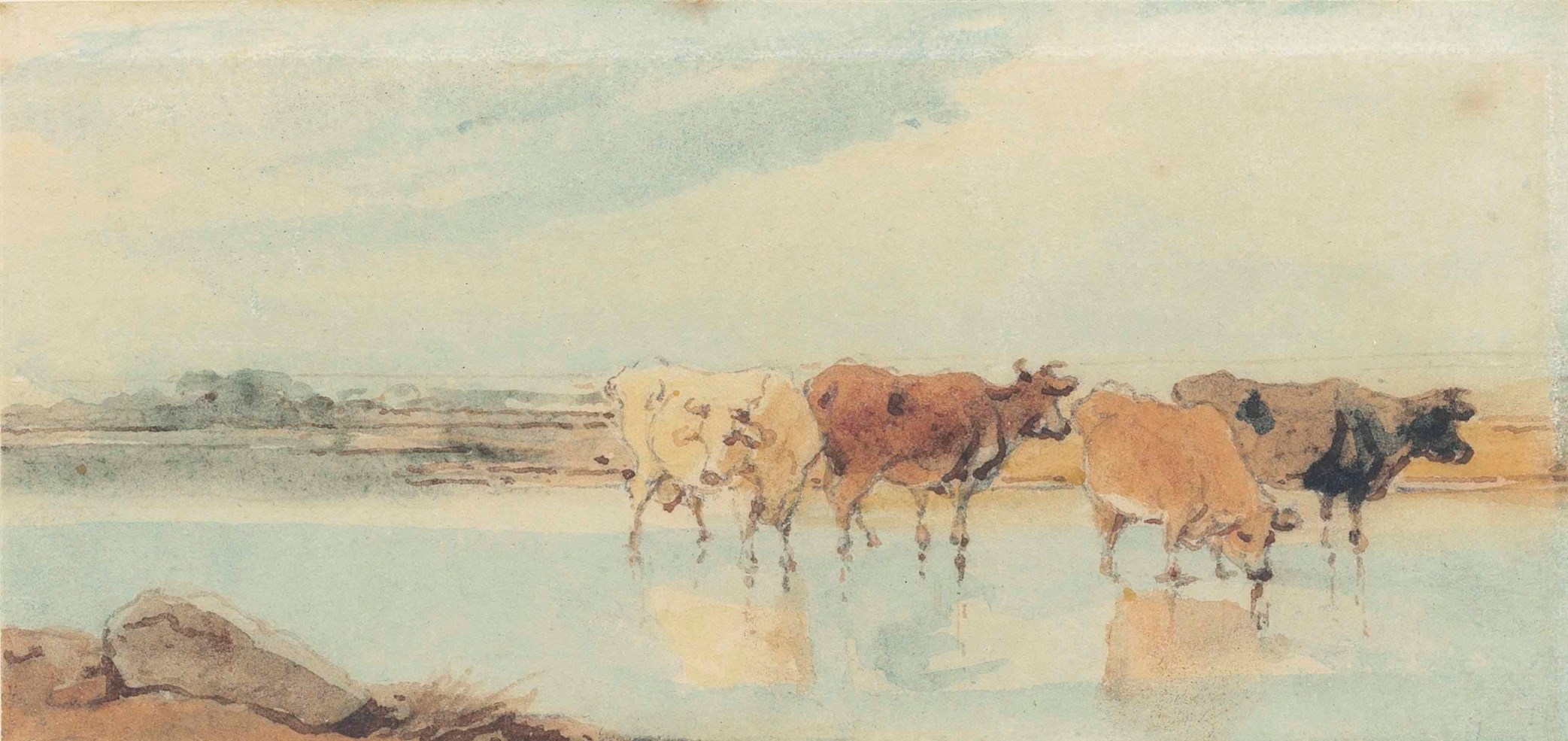 George Chinnery (1774-1852), Cattle watering, Macao; and A figure on a ...