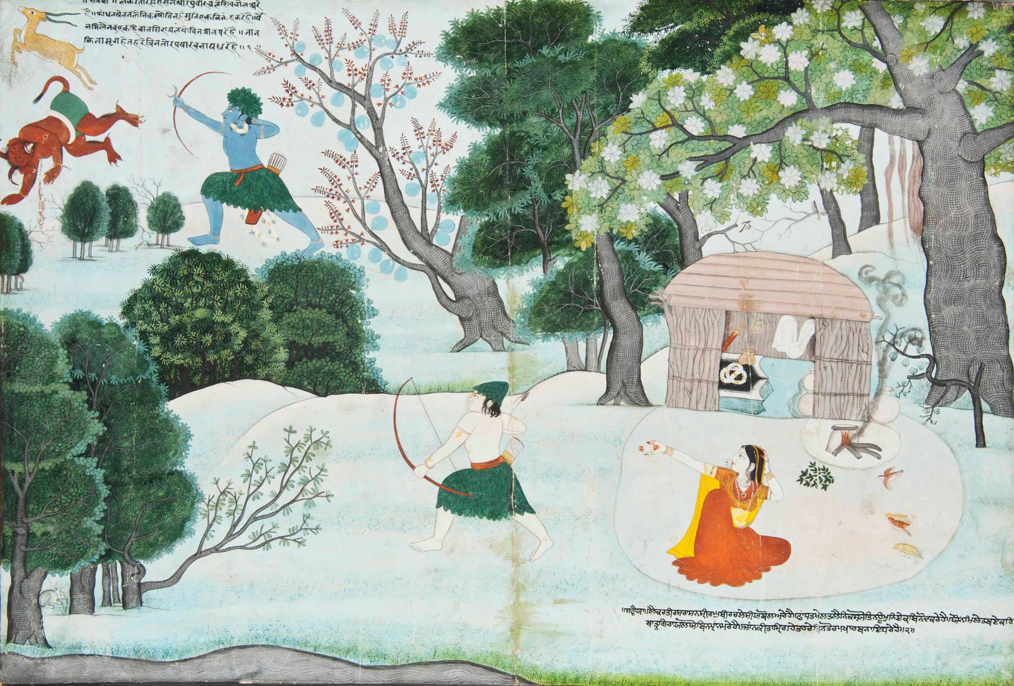 A VERY LARGE ILLUSTRATION FROM A RAMAYANA SERIES: RAMA PURSUES THE ...