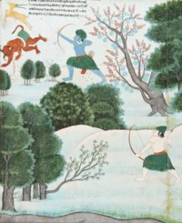 A VERY LARGE ILLUSTRATION FROM A RAMAYANA SERIES: RAMA PURSUES THE ...