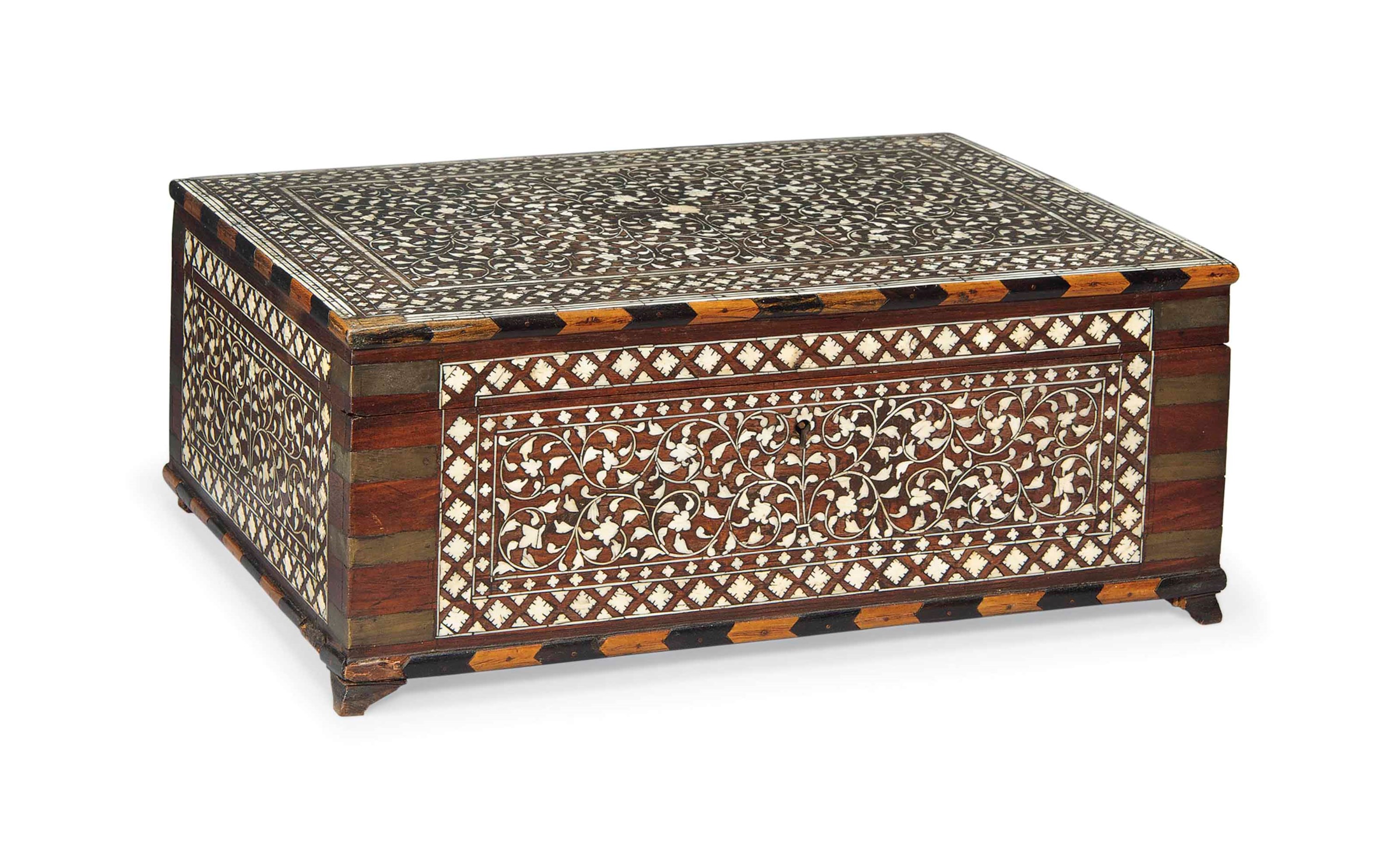 AN IVORY-INLAID WOOD CASKET, HOSHIARPUR, INDIA, 19TH CENTURY | Christie's