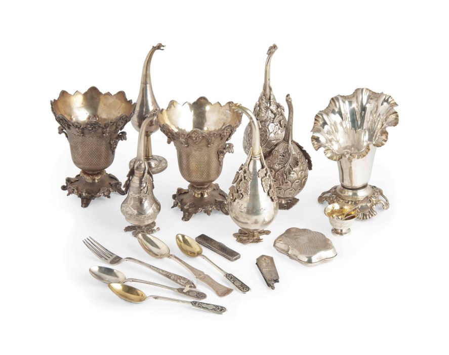A COLLECTION OF OTTOMAN SILVER VESSELS, OTTOMAN TURKEY, LATE 19TH/EARLY ...