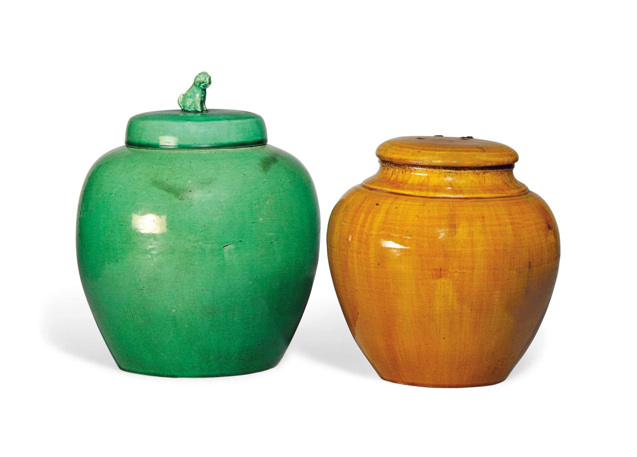 TWO CHINESE GLAZED JARS AND COVERS, MING DYNASTY (1368-1644) | Christie's