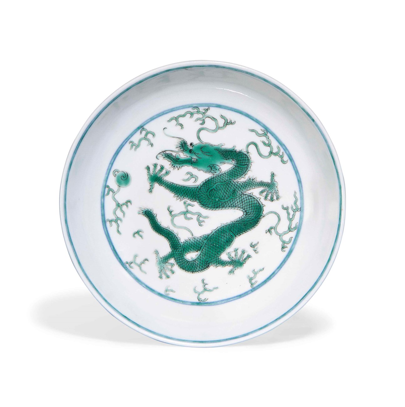 A CHINESE GREEN-ENAMELLED 'DRAGON' DISH, 20TH CENTURY | Christie's