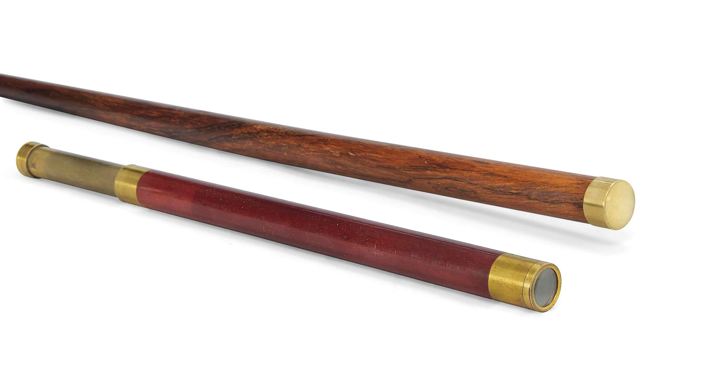 A ROSEWOOD TELESCOPE GADGET WALKING STICK, CIRCA 1900 | Christie's