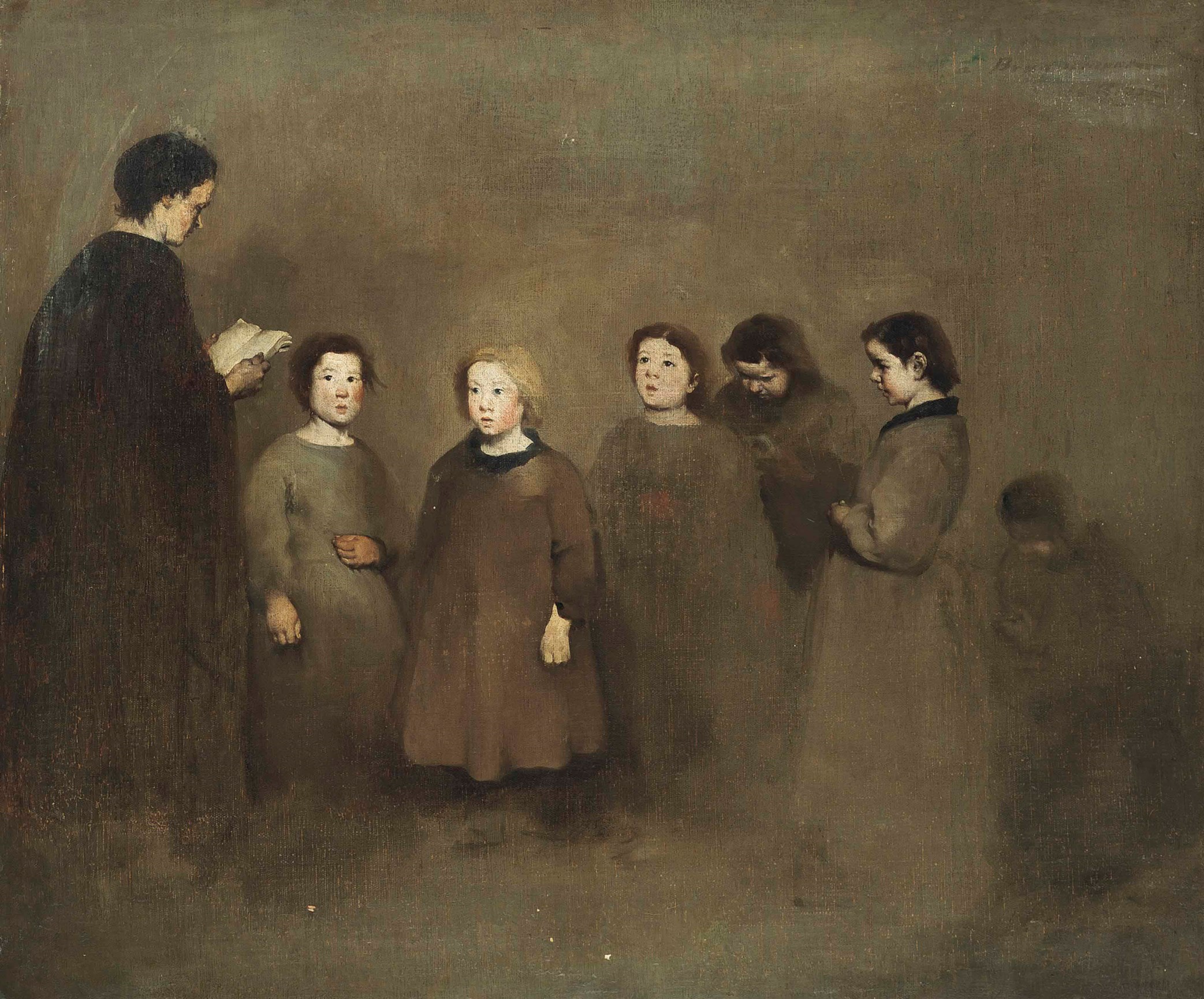 Theodule Augustin Ribot (French, 1823-1891), A lesson at Bracquemont ...