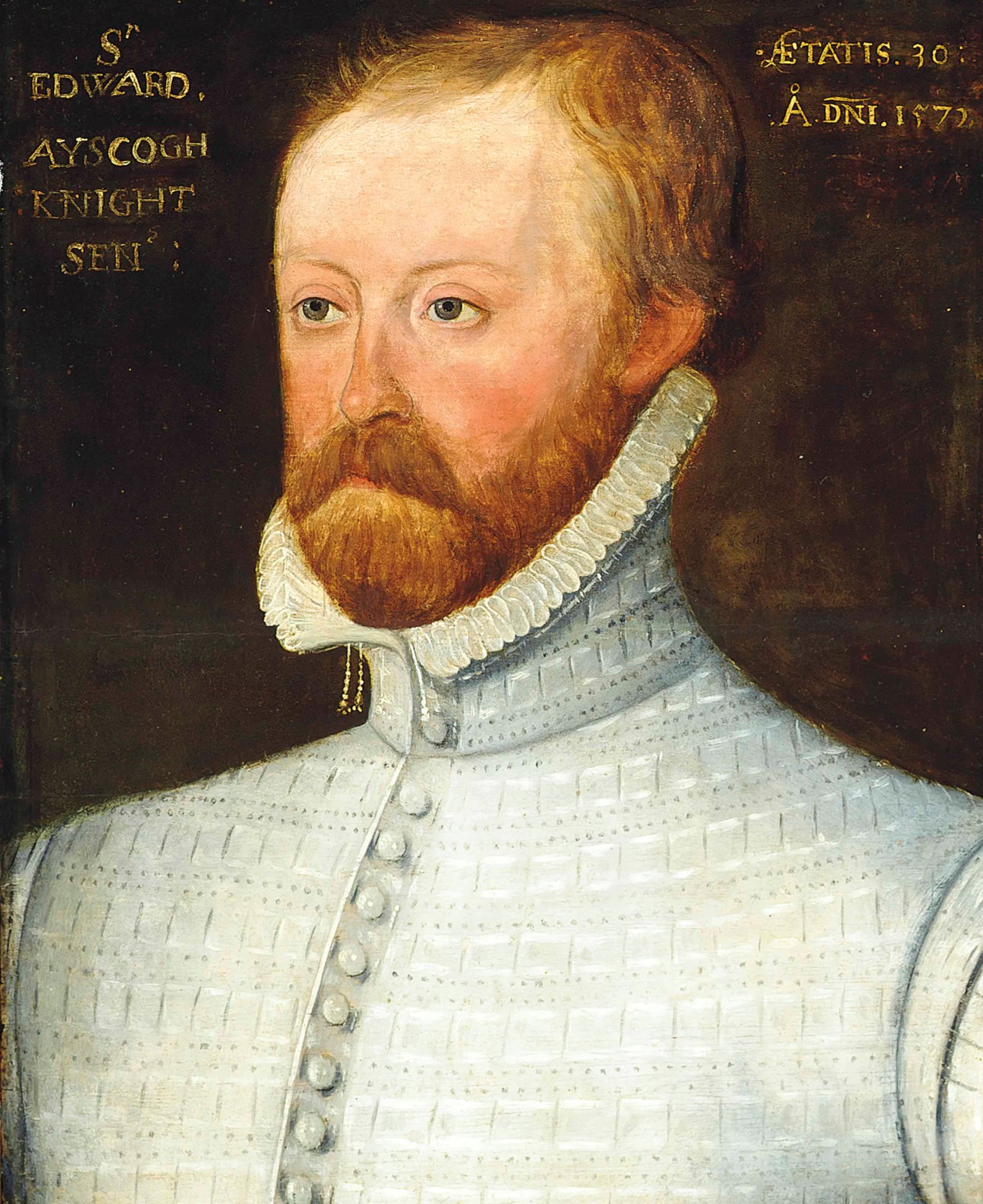 English School, 1572, Portrait of Sir Edward Ayscough (1542-1612), half ...