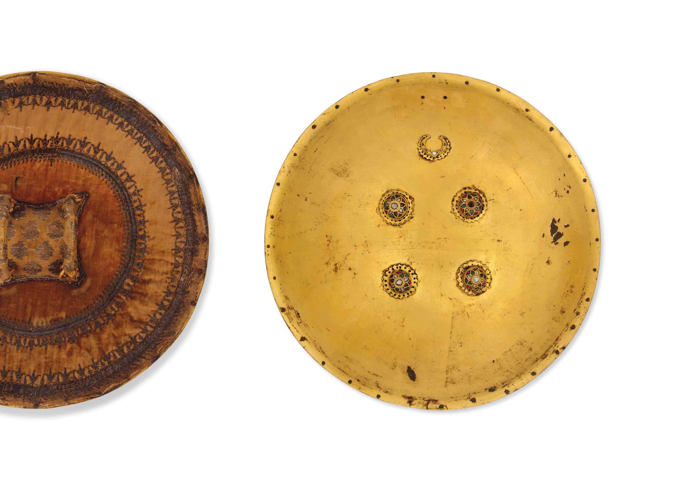 A SIKH GEMSET GOLD-PLATED SHIELD