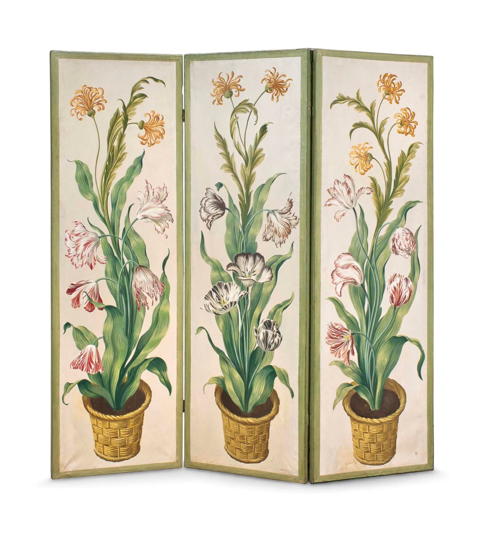 A THREE-FOLD PAINTED PAPER SCREEN, FIRST HALF 20TH CENTURY | Christie's