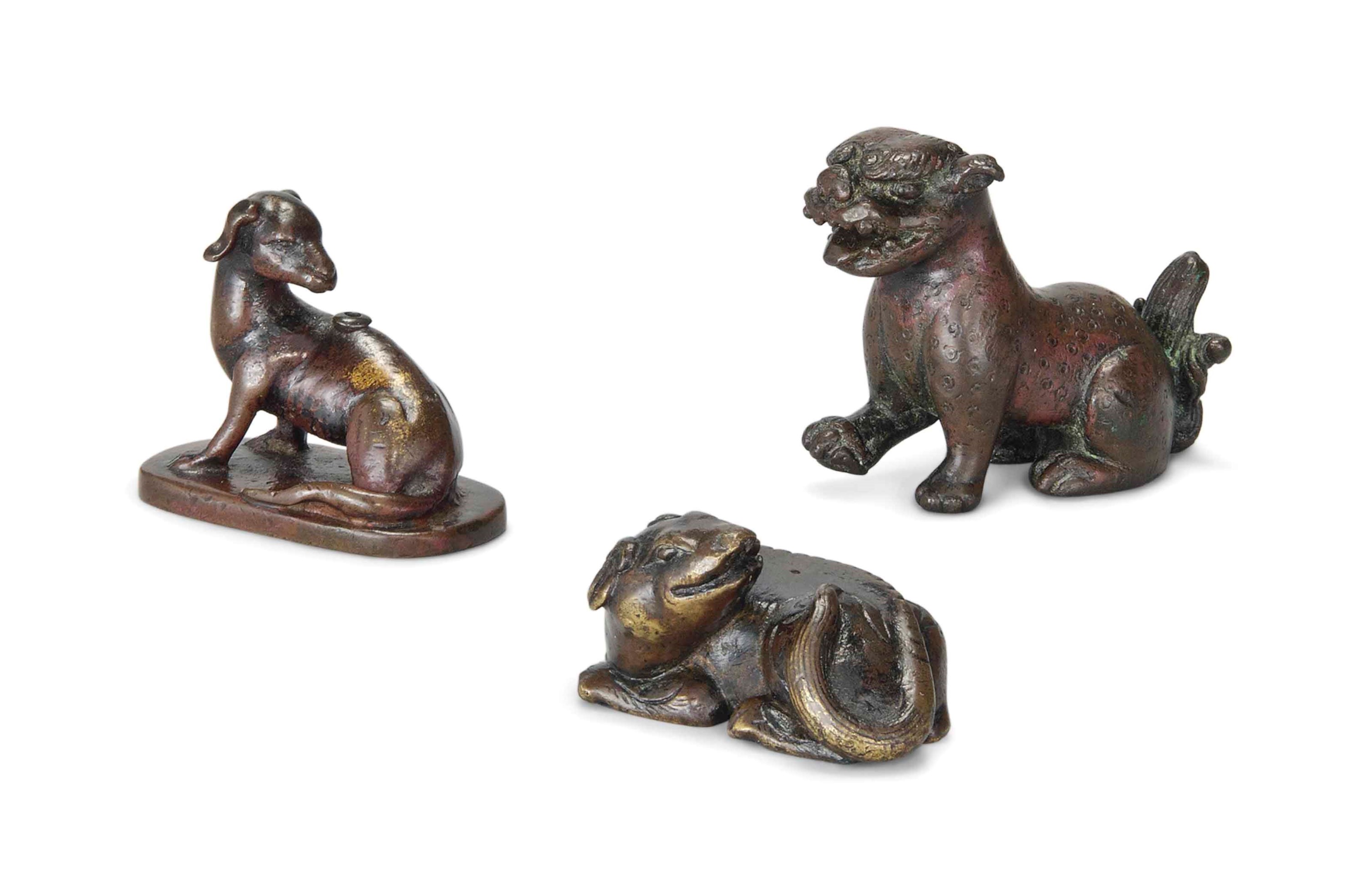 THREE BRONZE 'ANIMAL' SCROLL WEIGHTS, MING DYNASTY (1368-1644) | Christie's