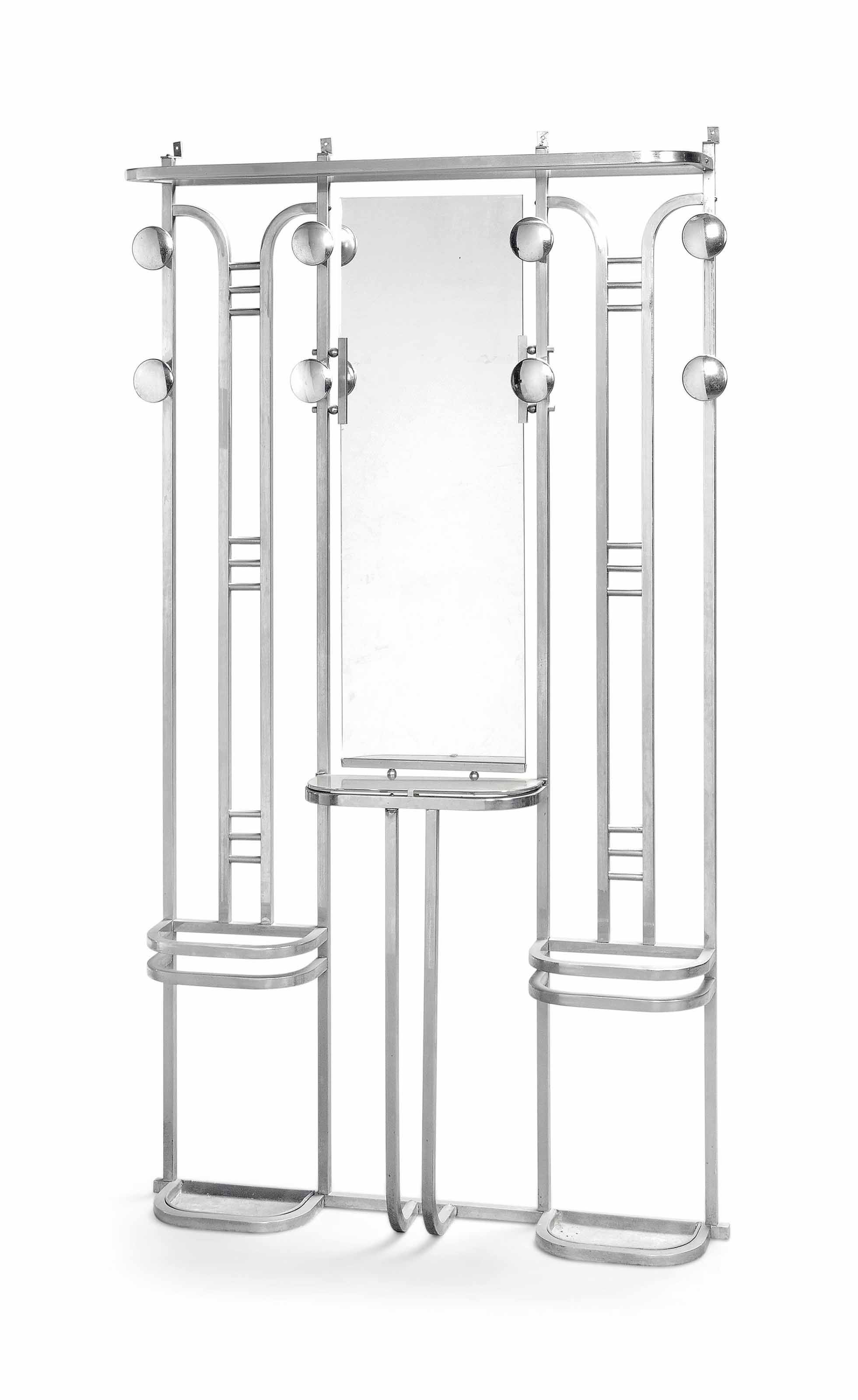 A MODERNIST ALUMINIUM HALL STAND