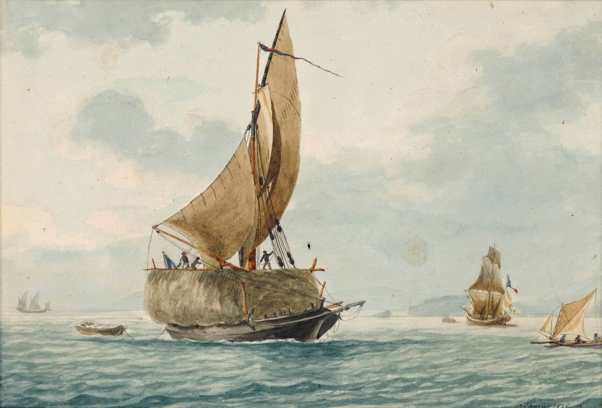 Mathieu-Antoine Roux (Marseille 1799-1872), Lighters from Arles in ...