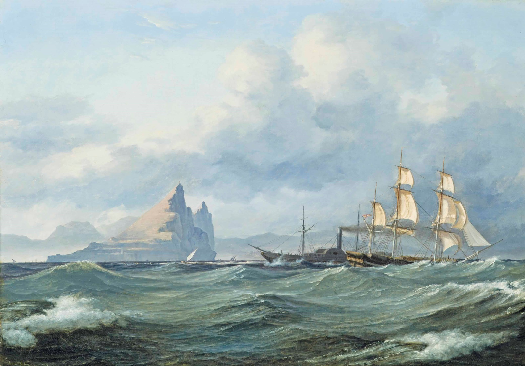 Daniel Hermann Anton Melbye (Copenhagen 1818-1875 Paris), Shipping in ...