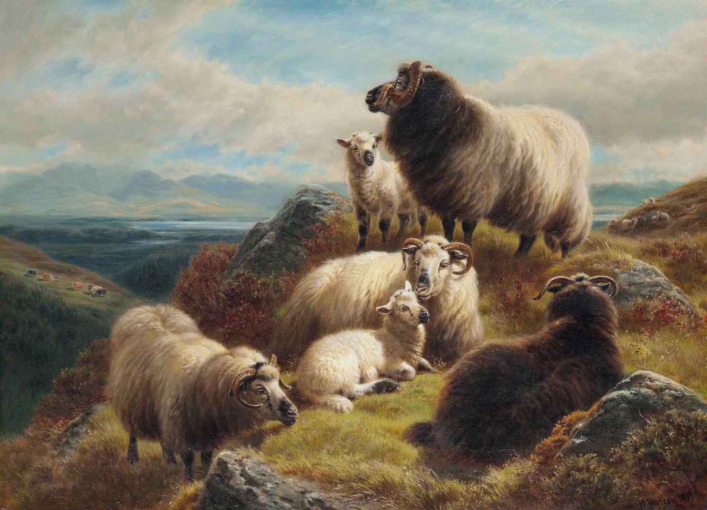 William Watson (d. 1921), Sheep in a highland landscape | Christie's