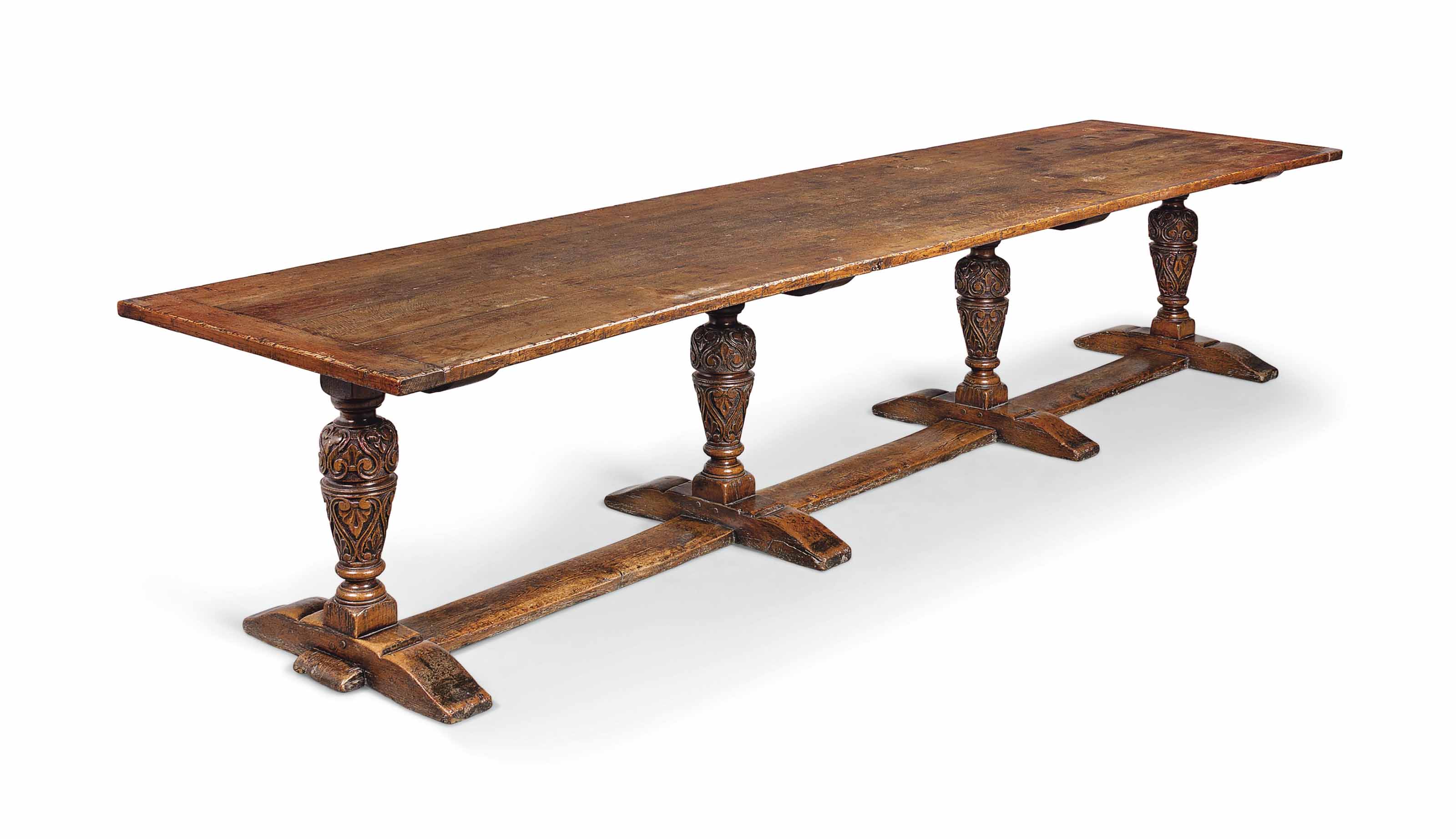 A LARGE OAK REFECTORY TABLE