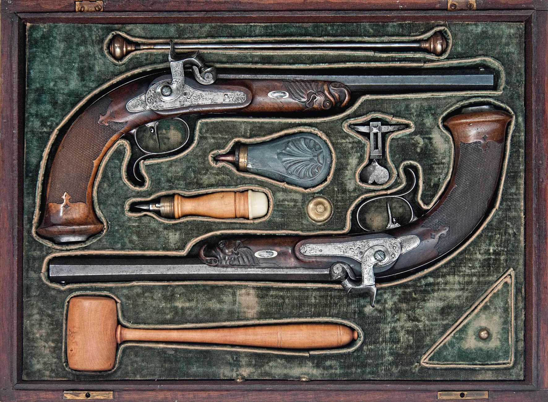 A CASED PAIR OF AUSTRIAN PERCUSSION GALLERY TARGET PISTOLS, BY ...
