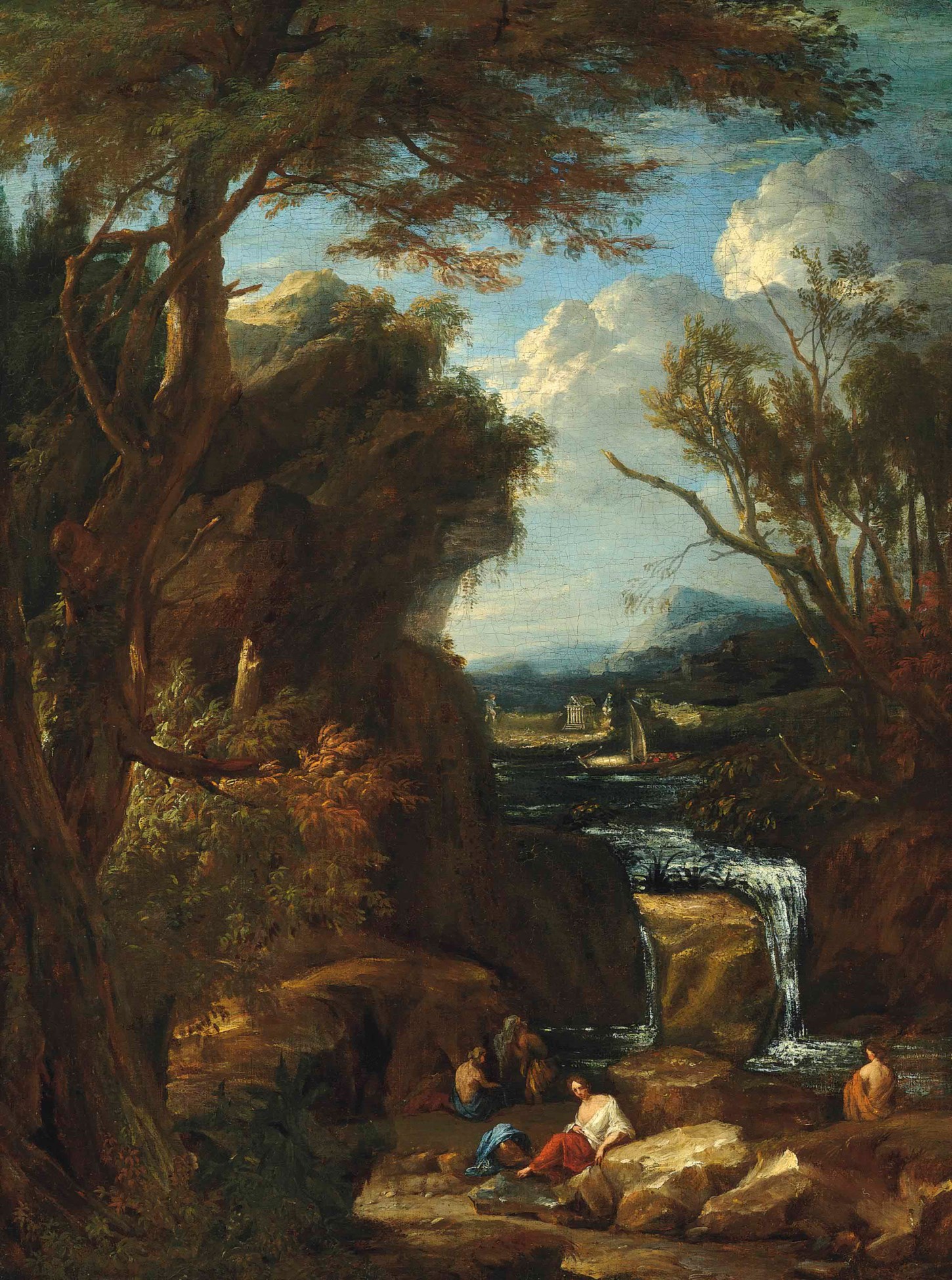 Circle of Pietro Testa (Lucca 1611-1650 Rome), An Italianate river ...