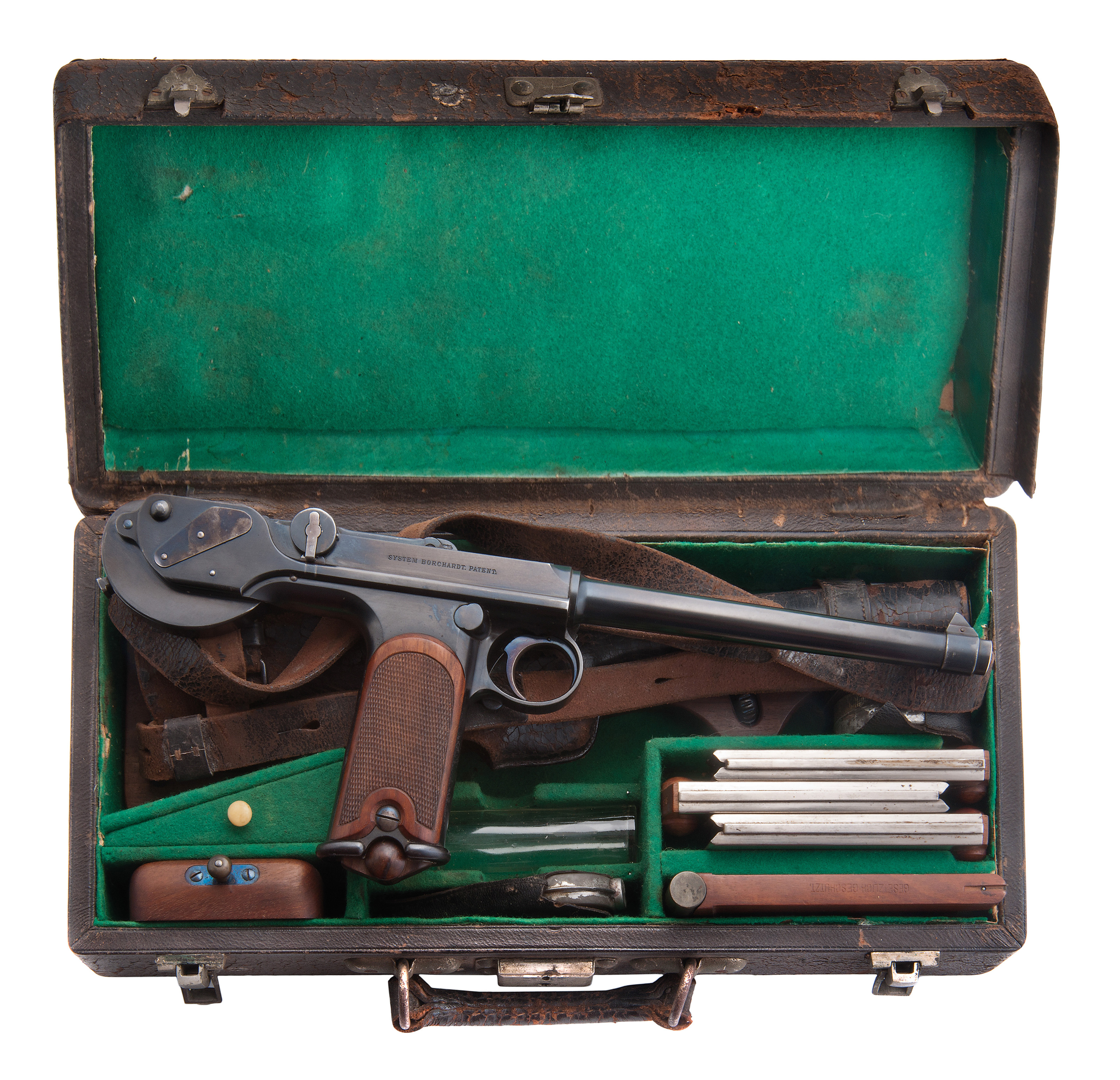 A FINE AND EARLY CASED 7.63mm 'C93 SYSTEM BORCHARDT' SELF-LOADING PISTOL