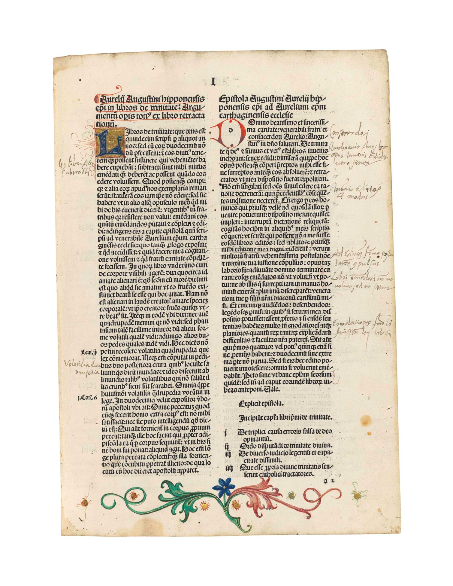 AUGUSTINUS, Aurelius (354-430). De trinitate Dei. [Basel:] Johann Amerbach, 1489. Super-chancery ...