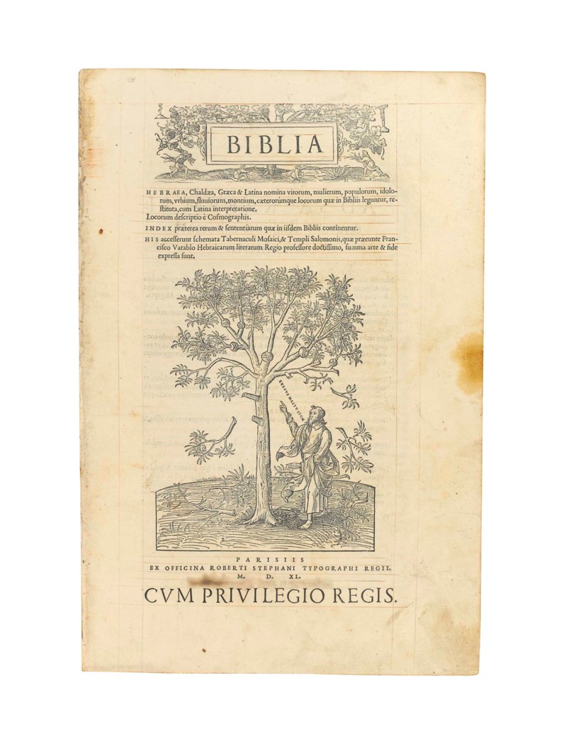 BIBLE, in Latin -- Biblia, edited by Robert Estienne. Paris: Robert ...