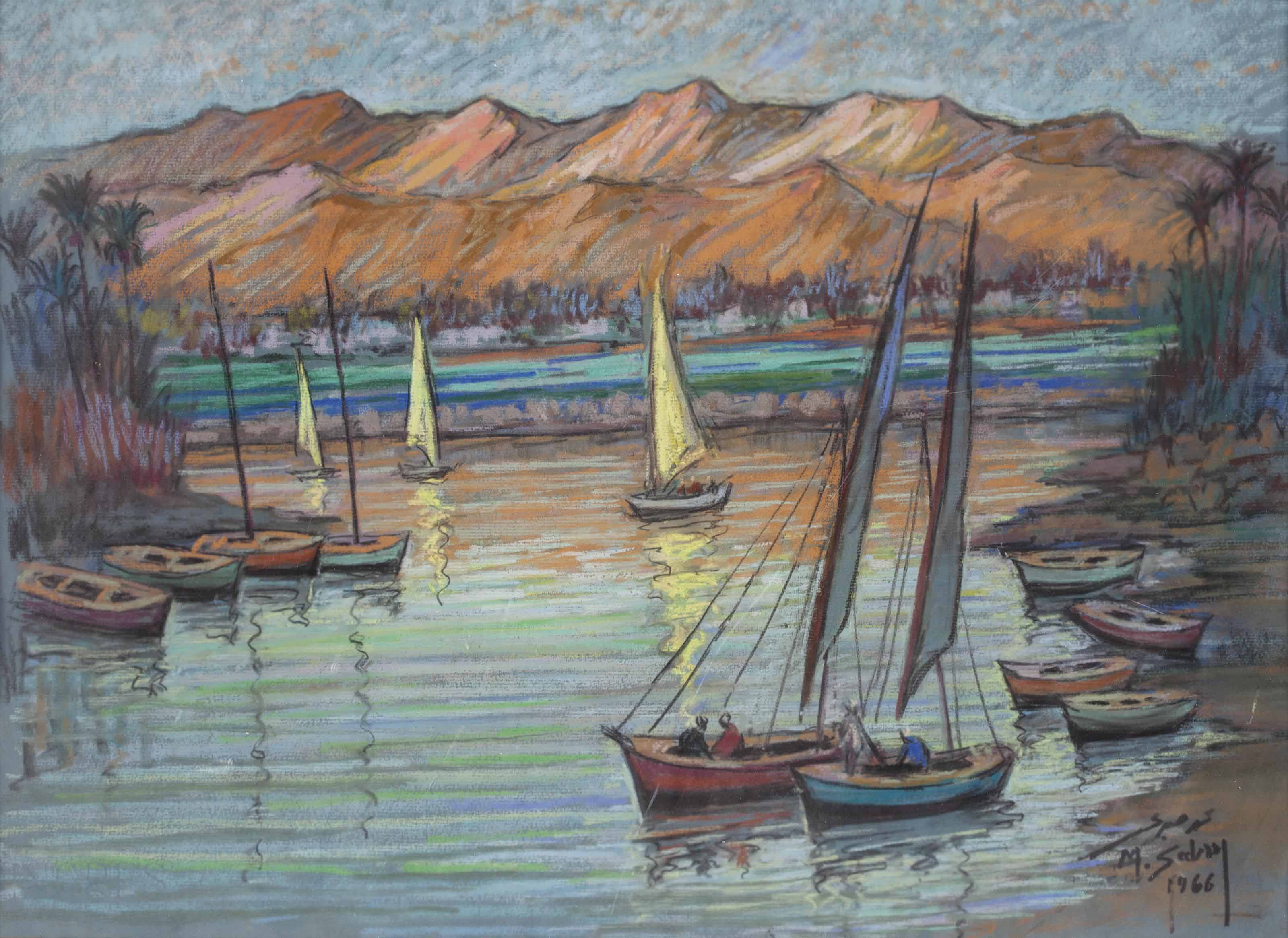 Al Nil Fi Luxor (The Nile in Luxor), Mohammed Sabry (Egyptian, b. 1917 ...