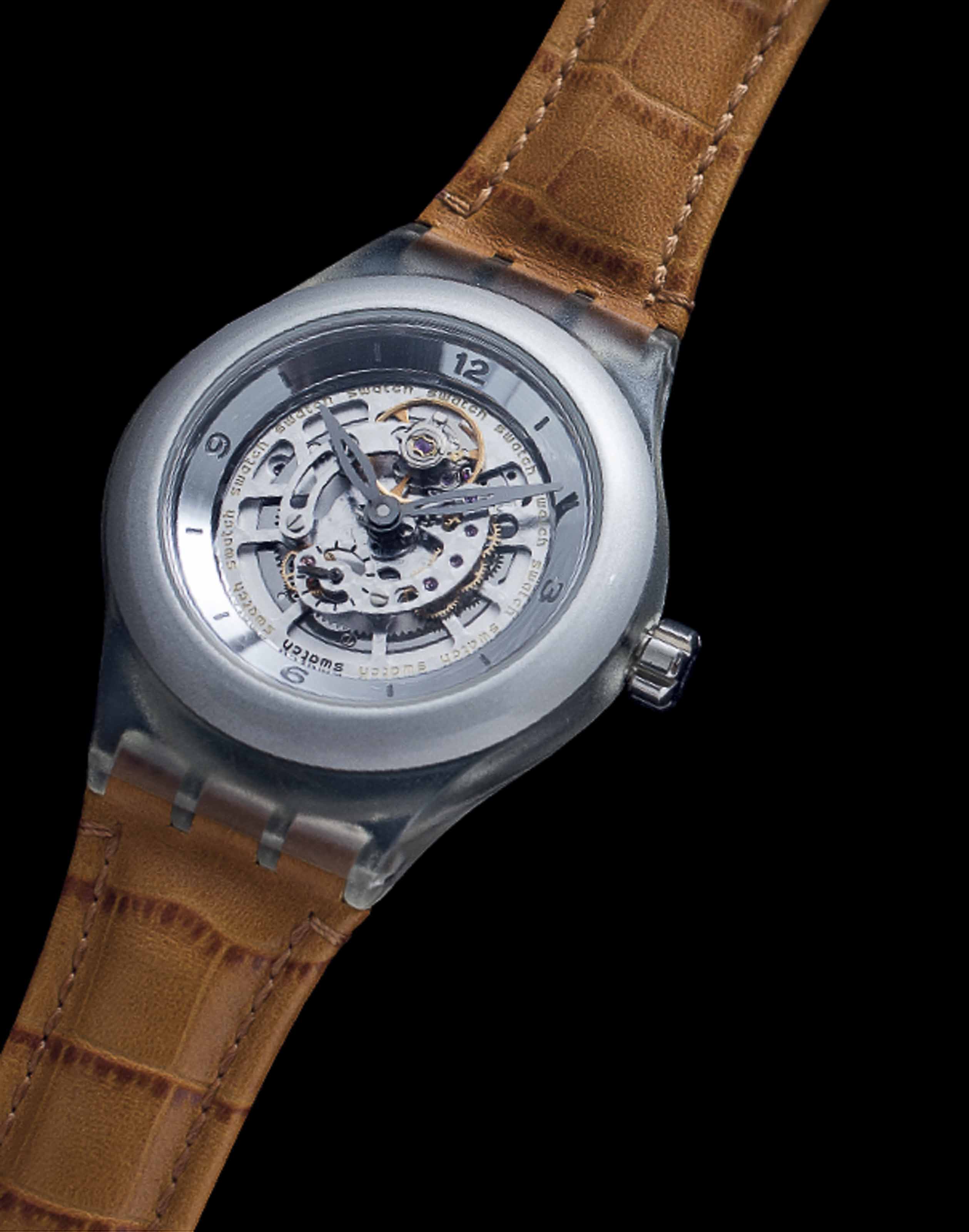 SWATCH. AN UNUSUAL ALUMINUM, PLASTIC AND DIAMOND-SET LIMITED EDITION ...