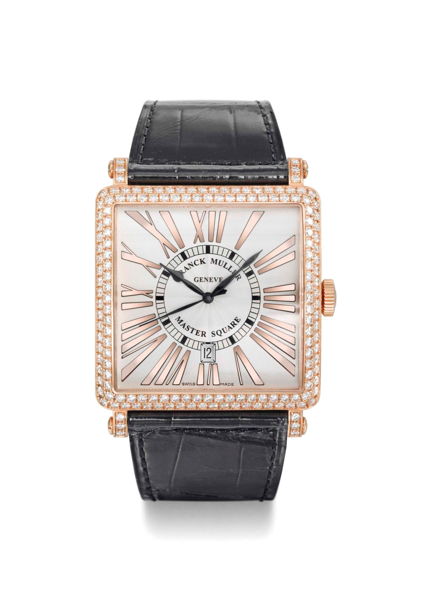 Franck Muller. An oversized 18K pink gold and diamond-set square ...