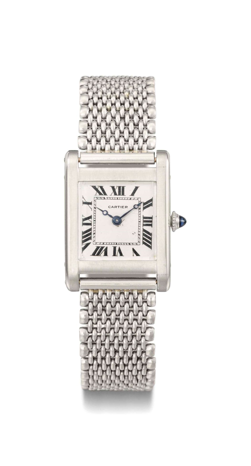 Cartier. A fine and attractive platinum rectangular-shaped wristwatch ...