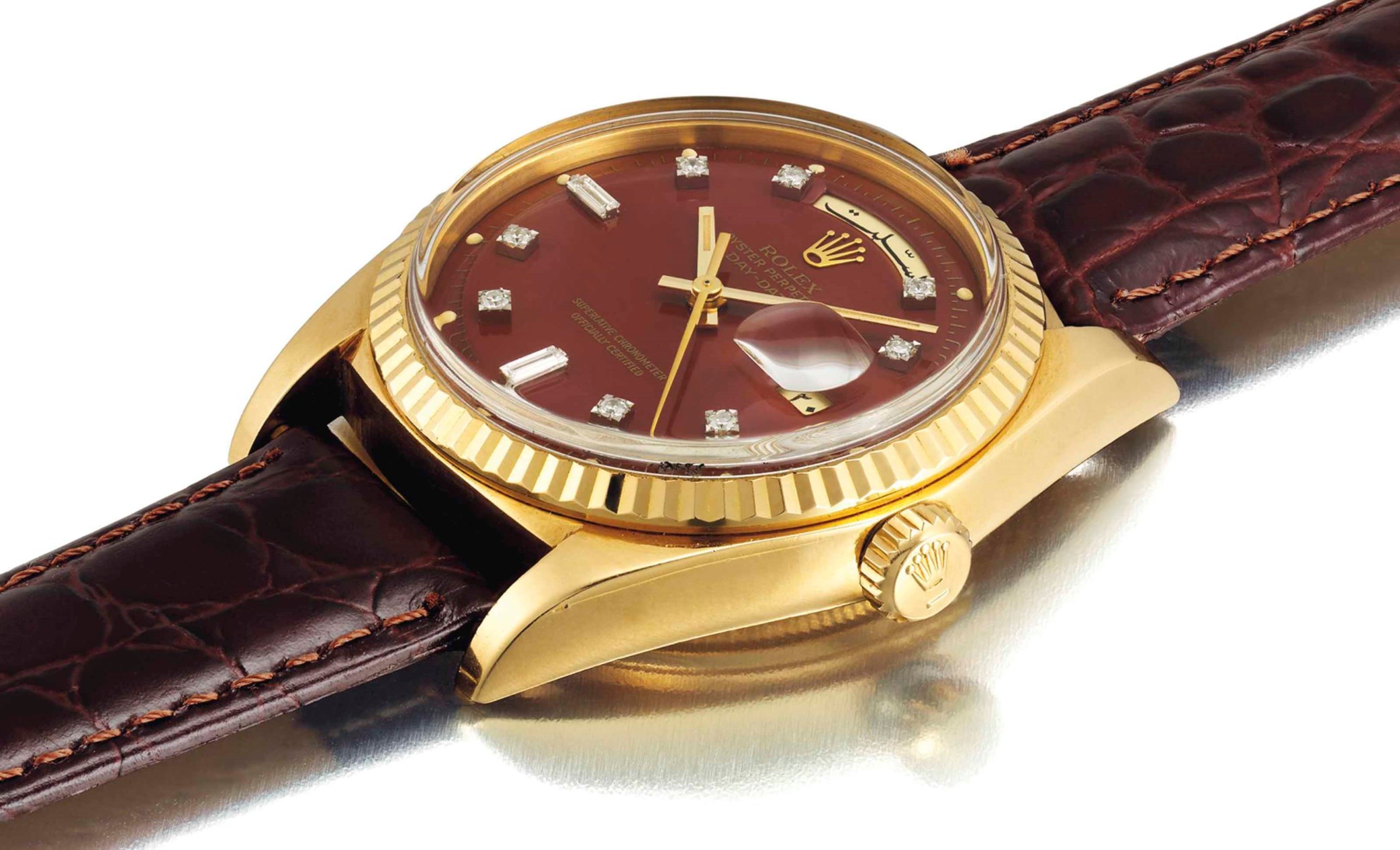 Rolex. A fine and very rare 18K gold and diamond-set automatic ...