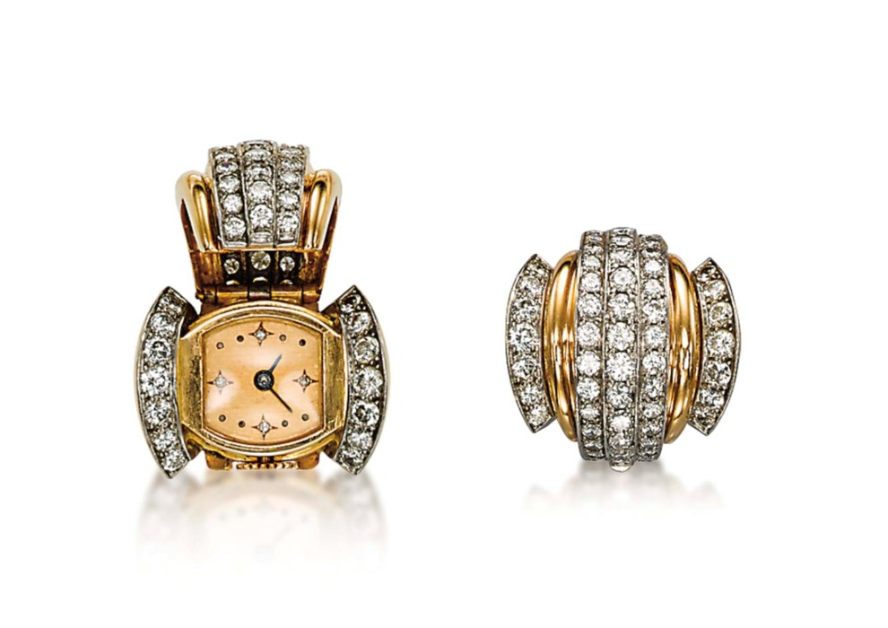 A RETRO DIAMOND AND GOLD RING/WATCH, BY VAN CLEEF & ARPELS | Christie's
