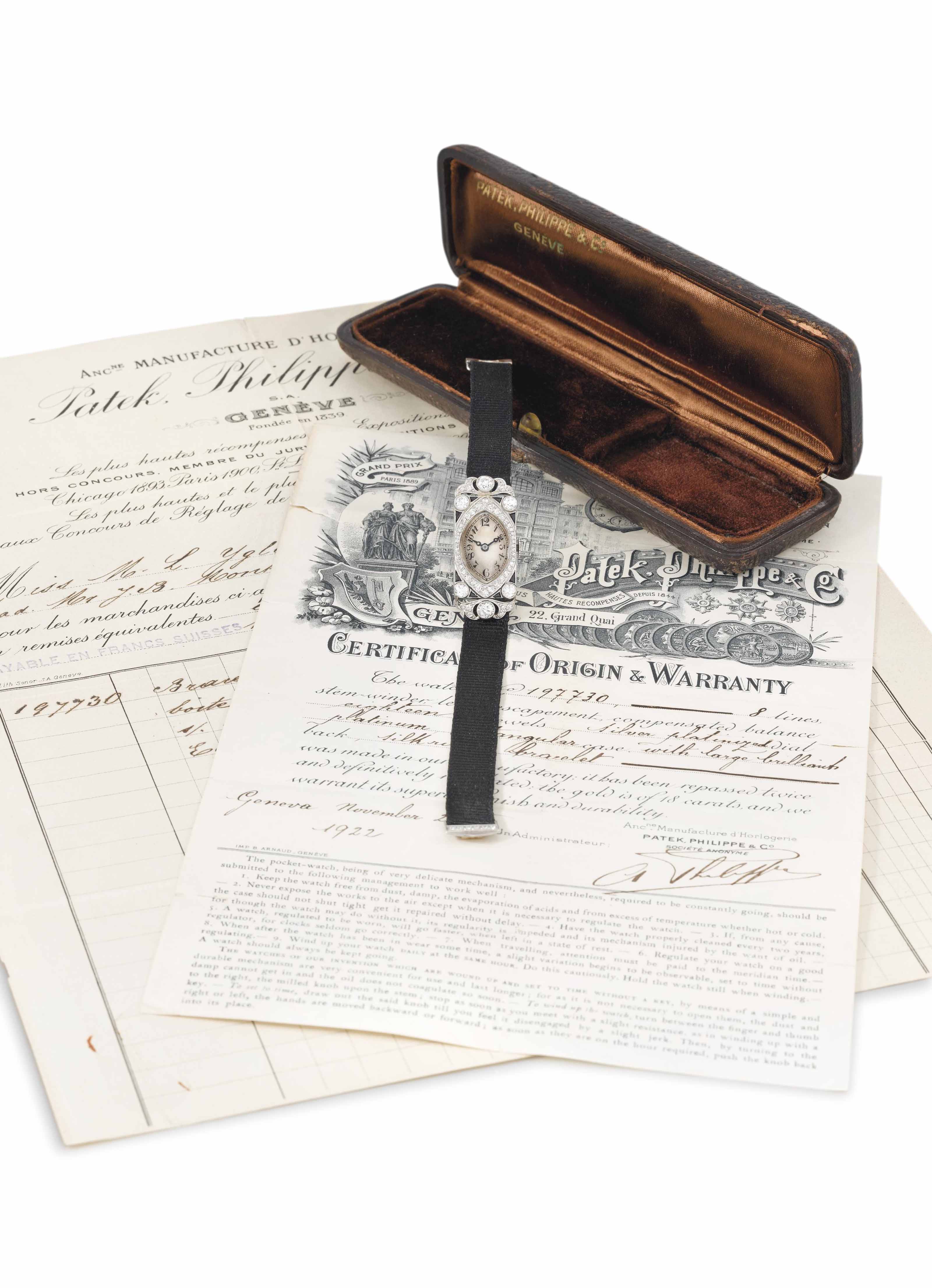 Patek Philippe. A very fine, rare and elegant Art Deco lady's platinum ...