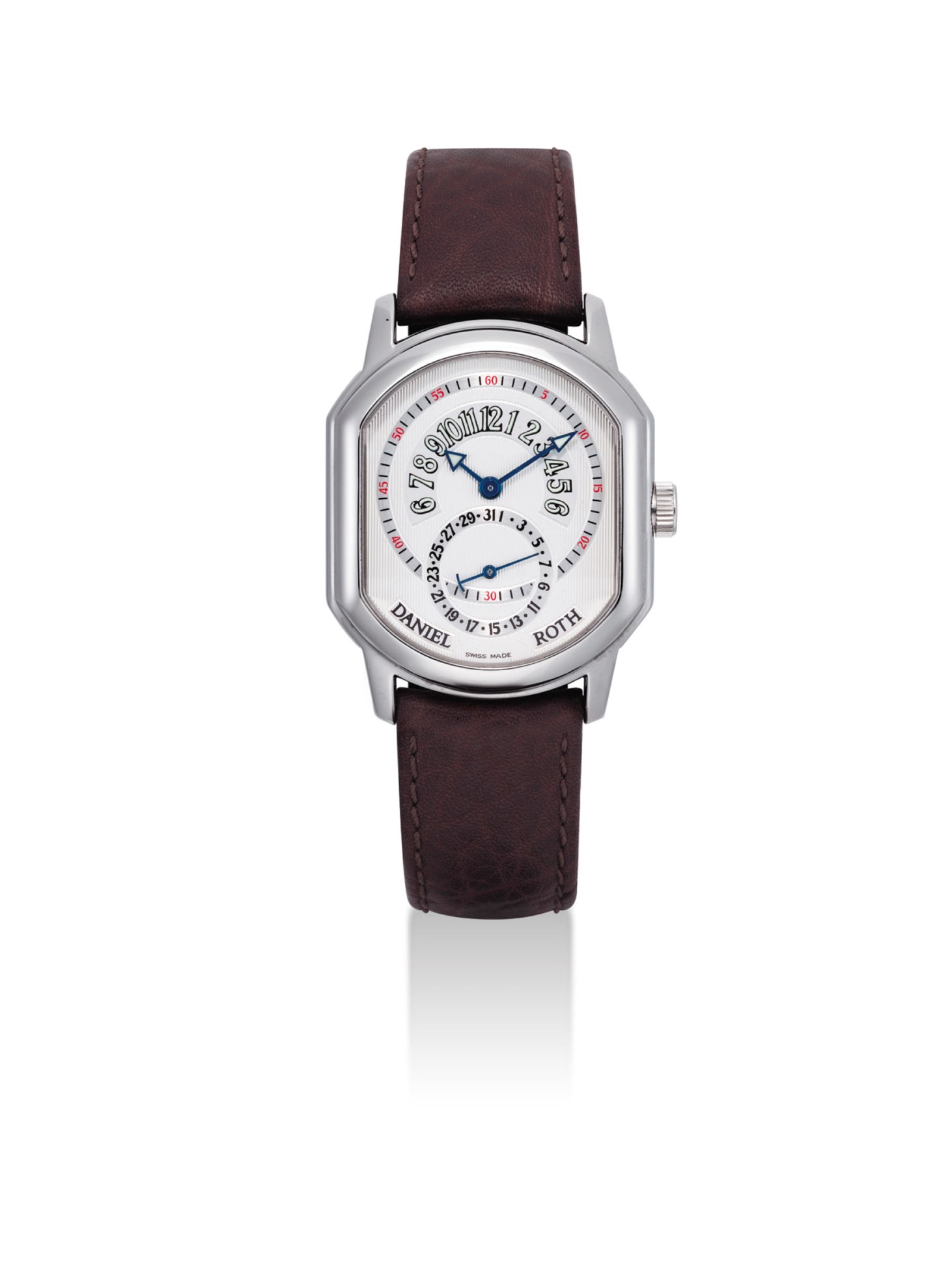 DANIEL ROTH. A STAINLESS STEEL TONNEAU-SHAPED AUTOMATIC WRISTWATCH WITH ...