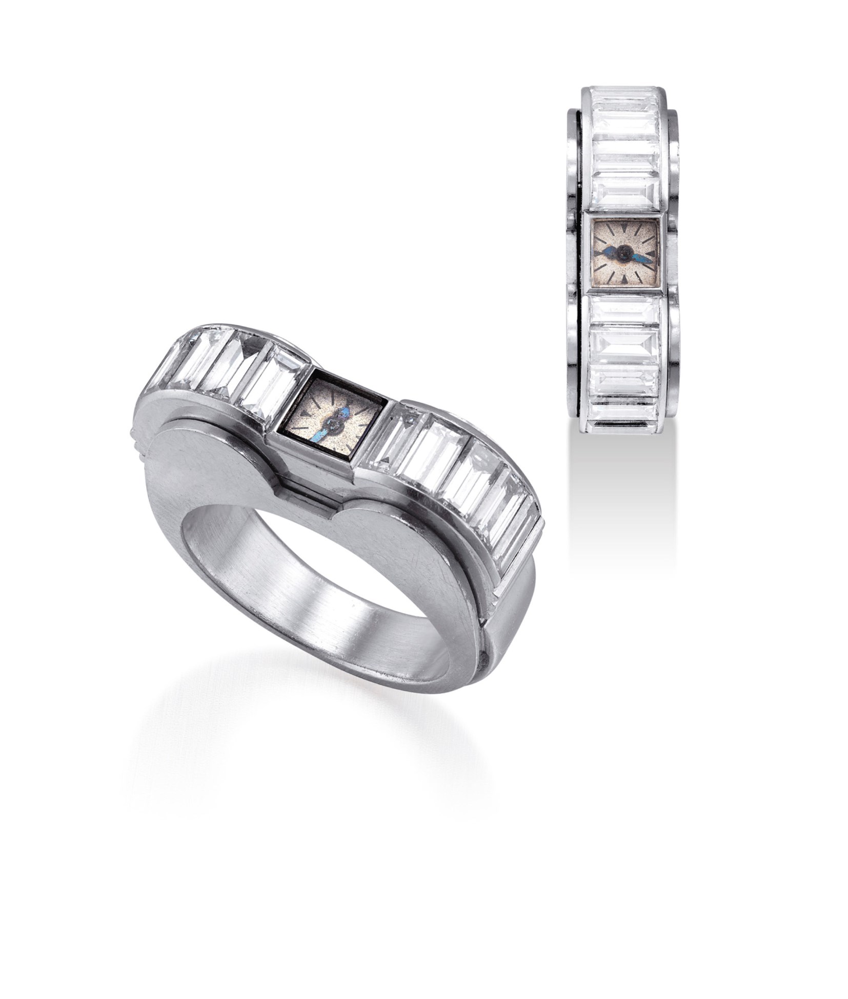 JAEGER-LECOULTRE. A VERY FINE AND VERY RARE PLATINUM AND DIAMOND-SET ...